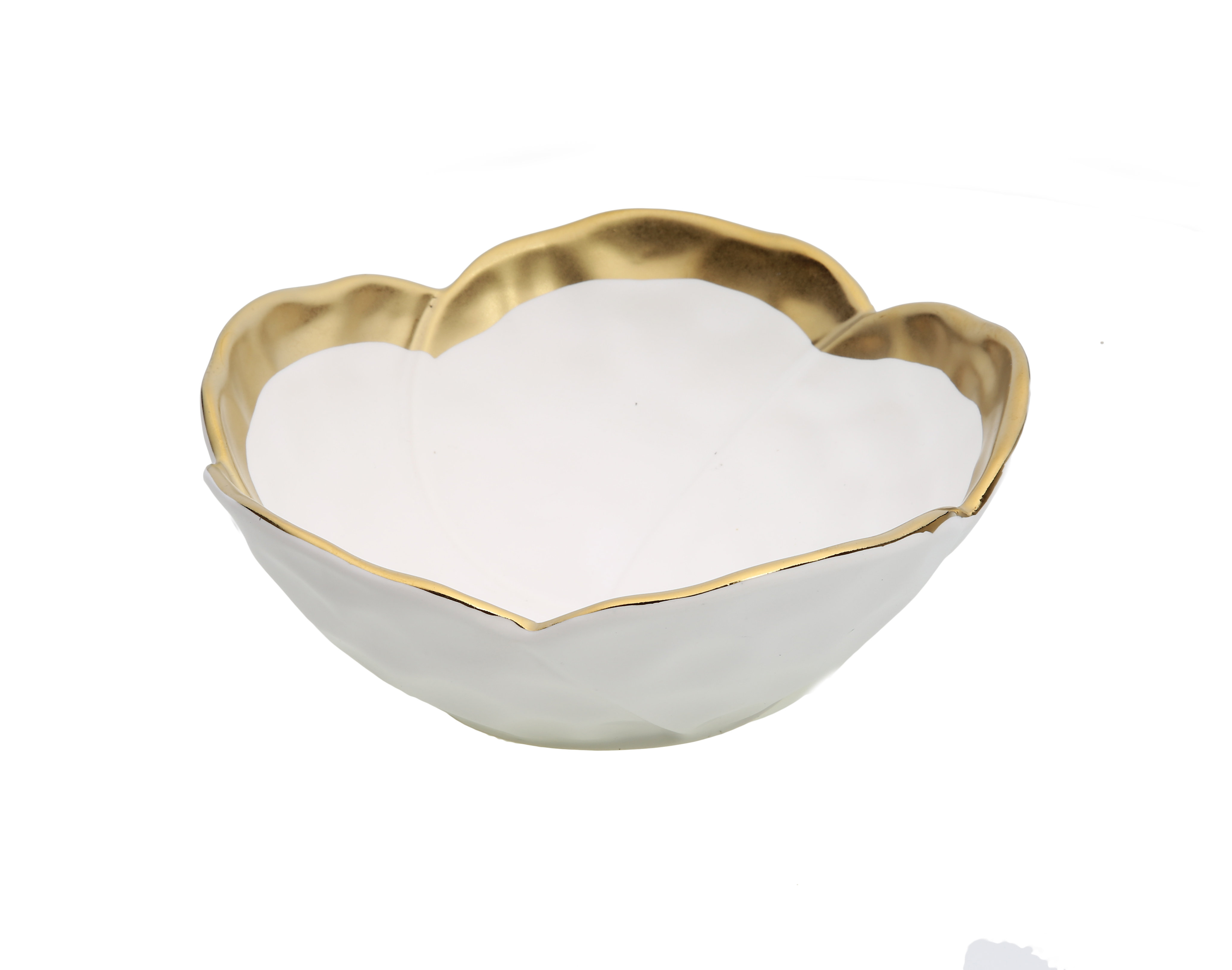 Everly Quinn Porcelain Decorative Bowl in Gold/White | Wayfair