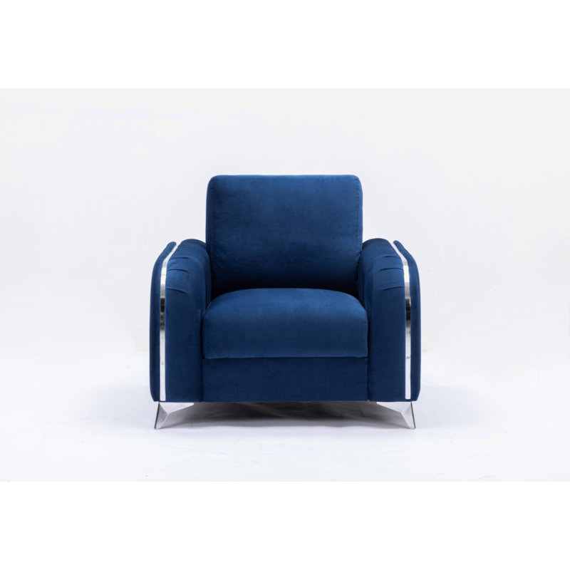 Orren Ellis Blue Velvet Chair | Wayfair