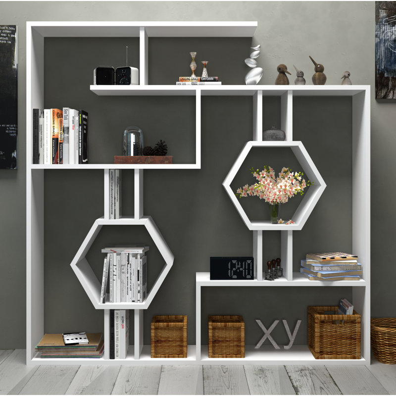Latitude Run® Swenson 52.7" H x 52.7" W Geometric Bookcase & Reviews ...