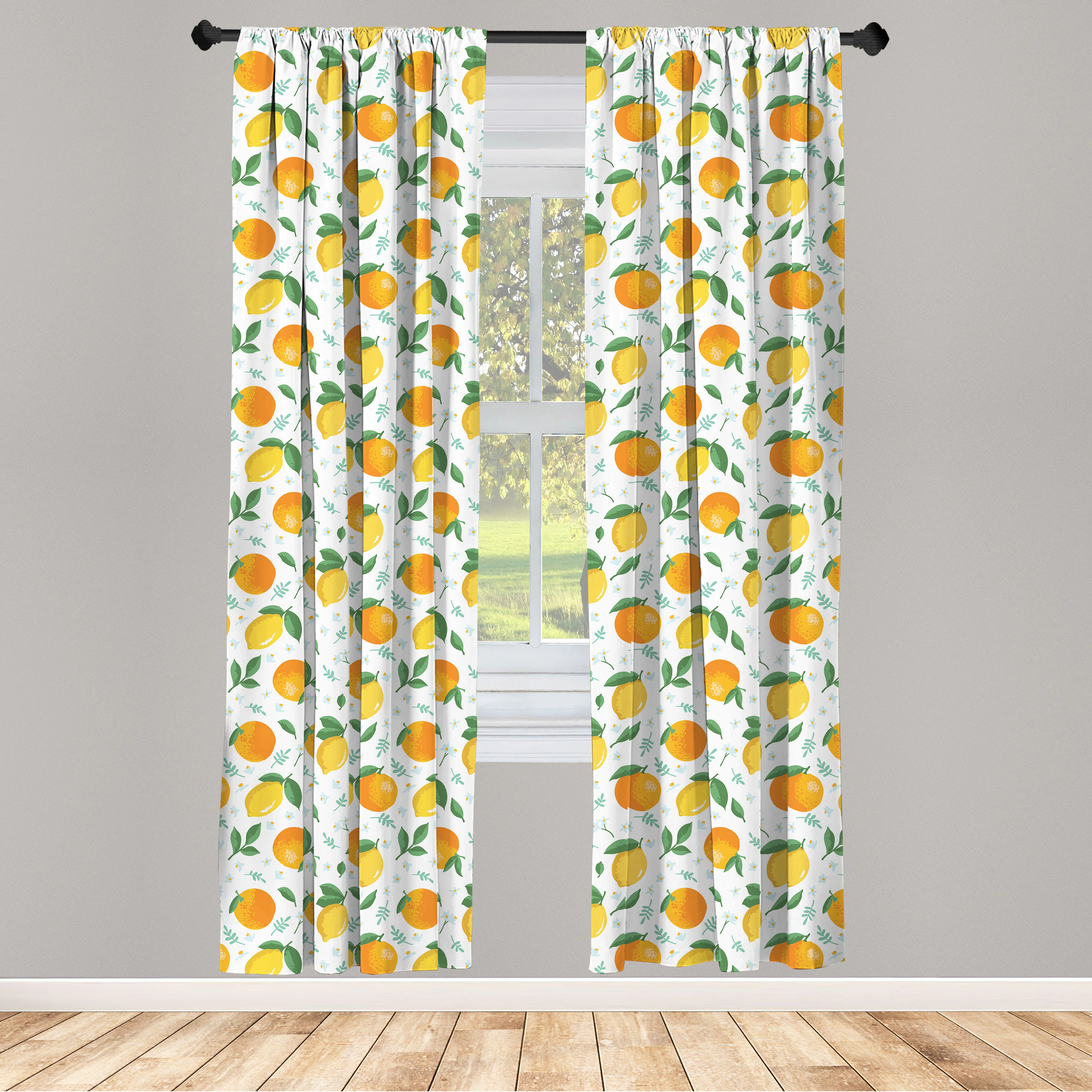East Urban Home Citrus Semi-Sheer Rod Pocket Curtain Panels | Wayfair