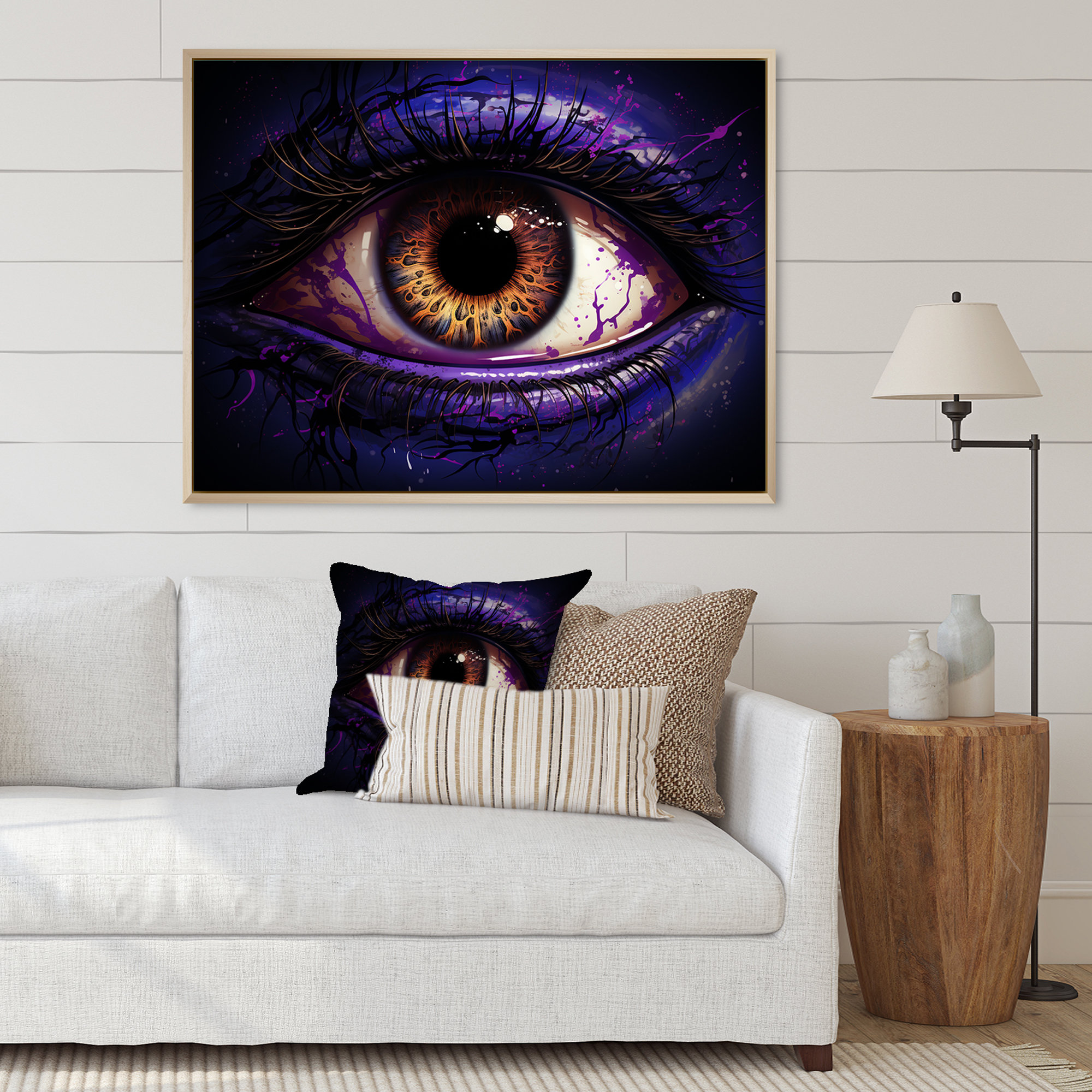 Trinx Purple Vision Eye With Magical Pupil Framed On Canvas Print | Wayfair