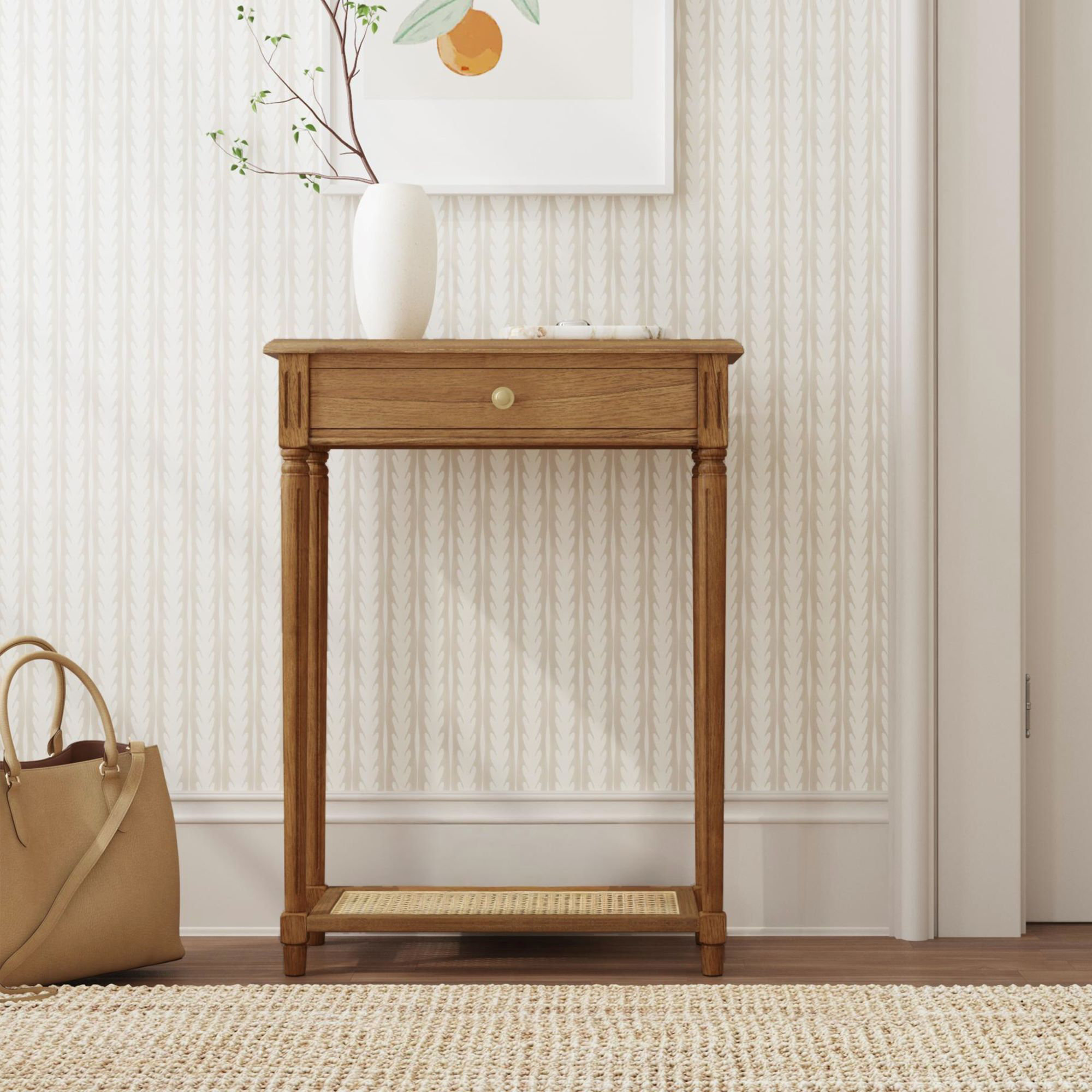 Bay Isle Home™ Carterlee Console Table w/ Drawer and Cane Shelf ...