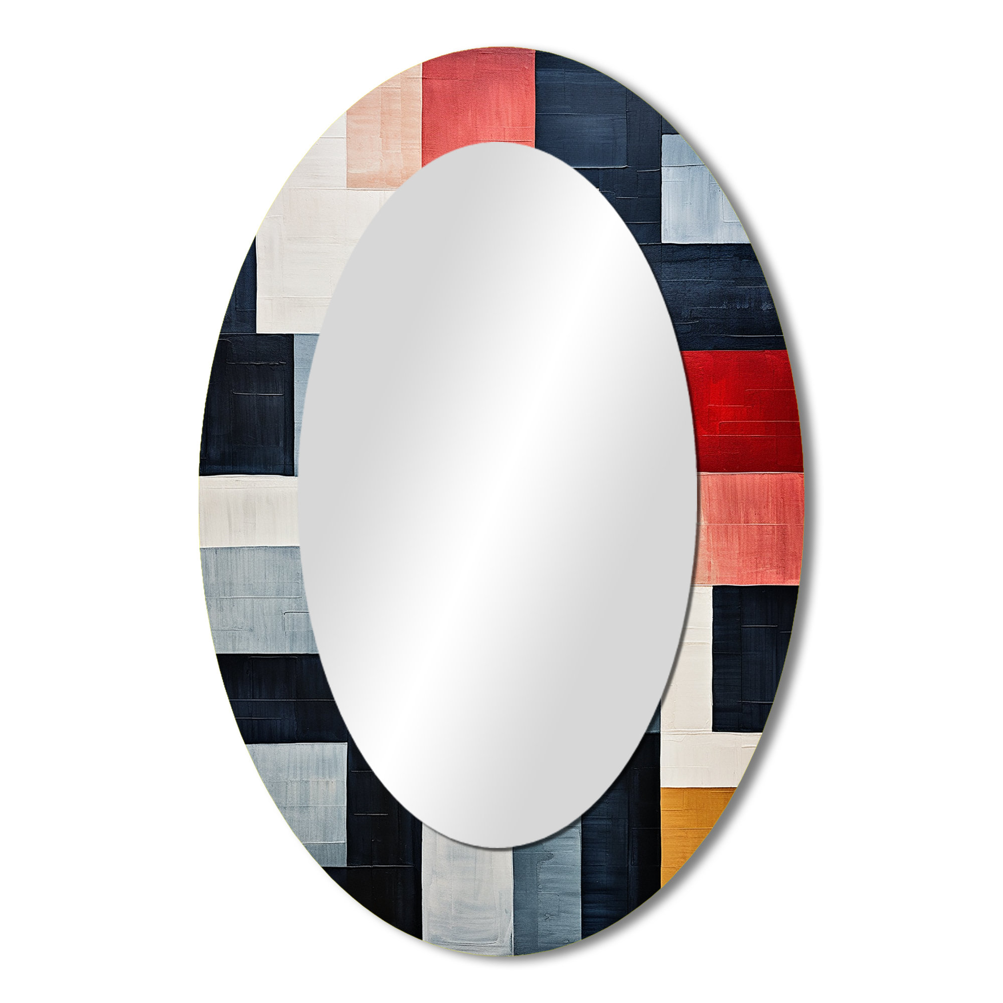 Ivy Bronx Indigo Illusion Abstract Shapes IV - Modern Oval Wall Mirror ...