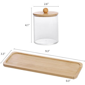 Gracie Oaks 10 Oz Cotton Swab/Ball/Pad Holder With Vanity Tray, Cotton ...