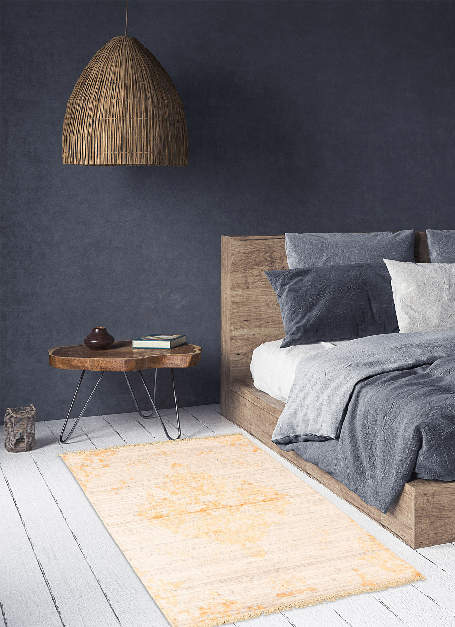 Rosalind Wheeler Alisha-Mae Oriental Hand-Knotted Rectangle 3'1" x 4'10" Viscose Area Rug in ...