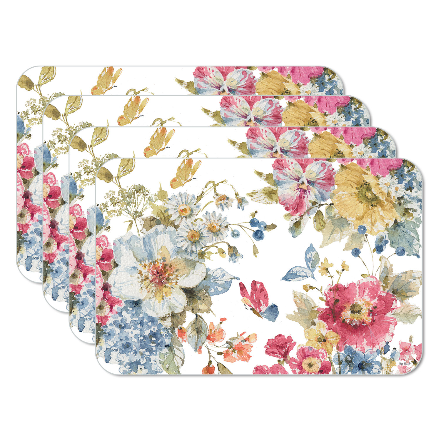 Red Barrel Studio® Summer Garden 4 Piece Reversible Placemats | Wayfair