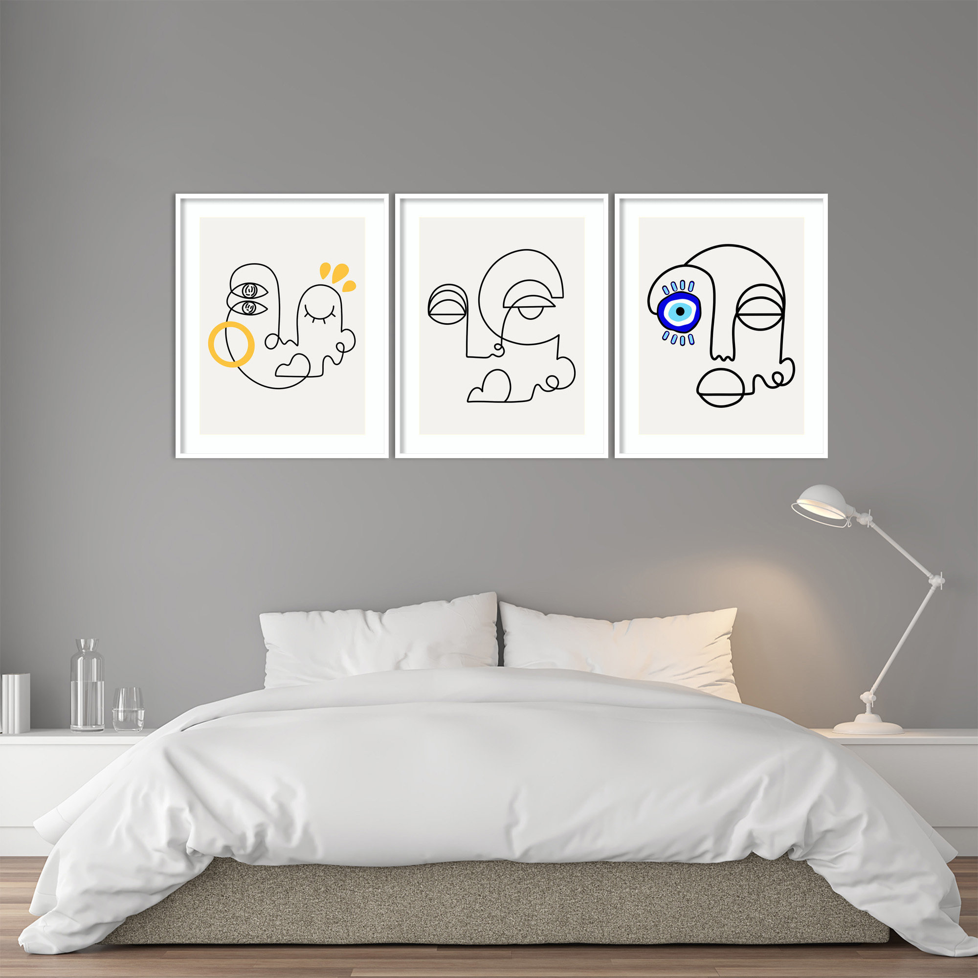 Amanti Art Faces Trio - set of 3 by Shatha Al Dafai Framed Wall Art ...
