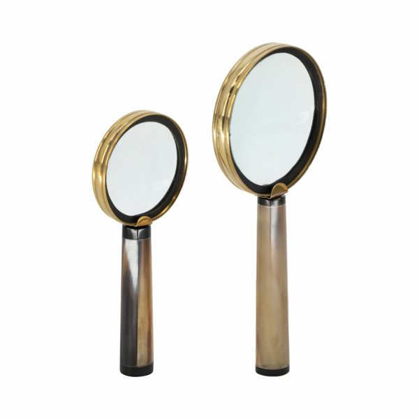 Mercer41 Set Of 2 9" Nilay Horn Magnifying Glass, Gold | Wayfair