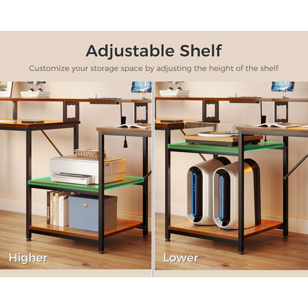 Inbox Zero 2 Person Gaming Desk With Storage Shelves, Long Double Home ...