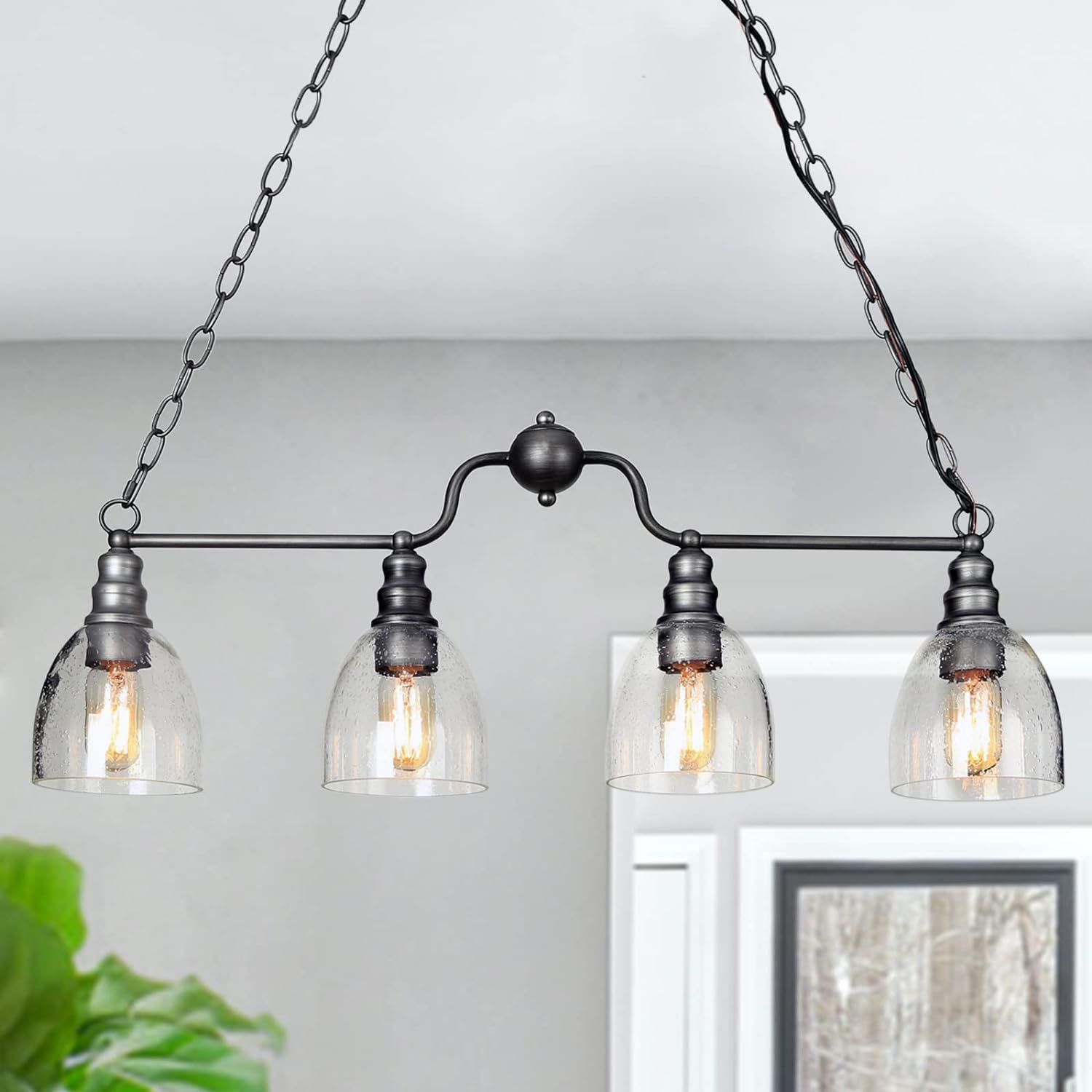 Longshore Tides 32" Industrial Chandelier, Brushed Antique Silver ...