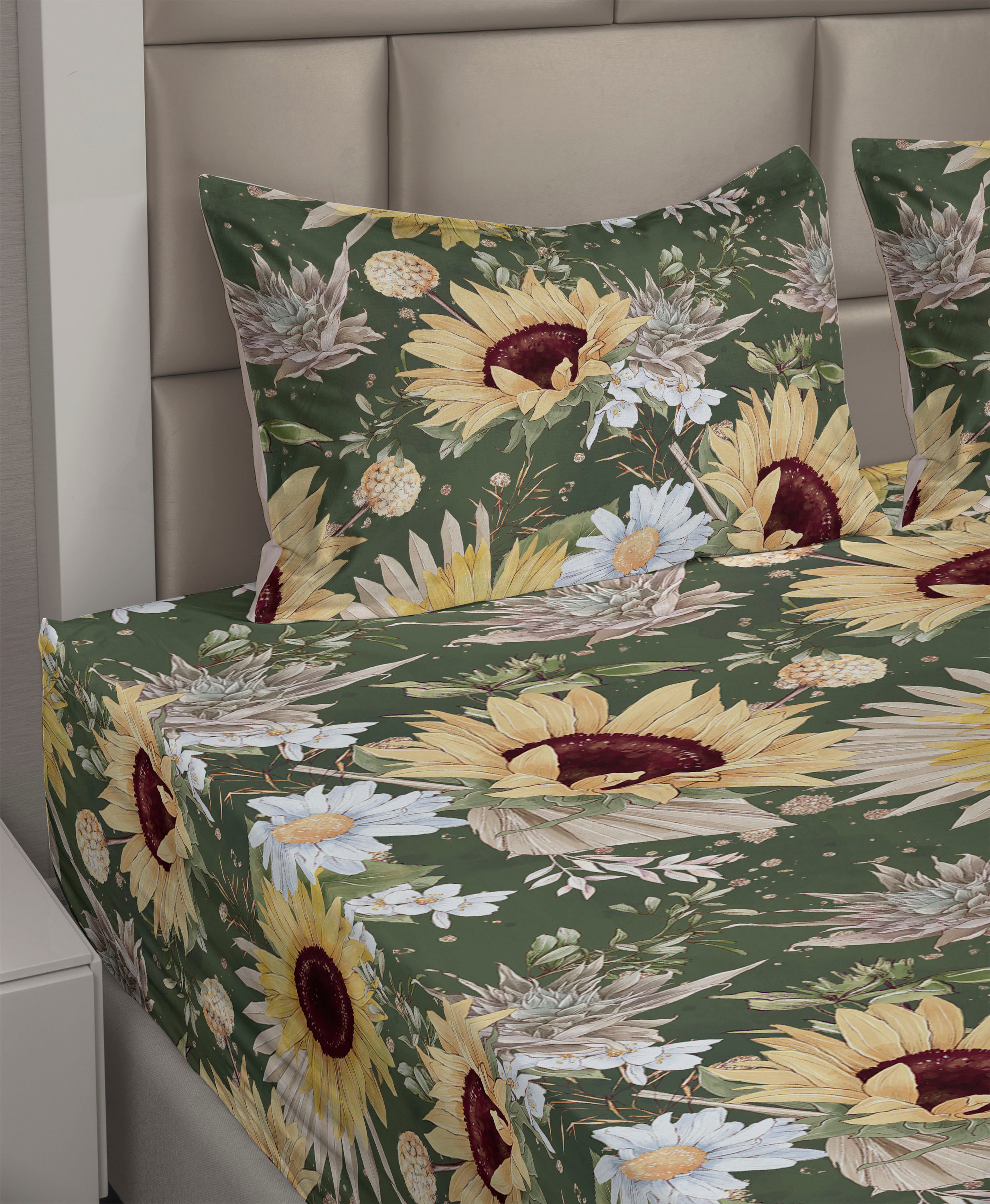 Ambesonne Sunflowers Sheet Set Nostalgic Floral Summer Pastel Yellow ...