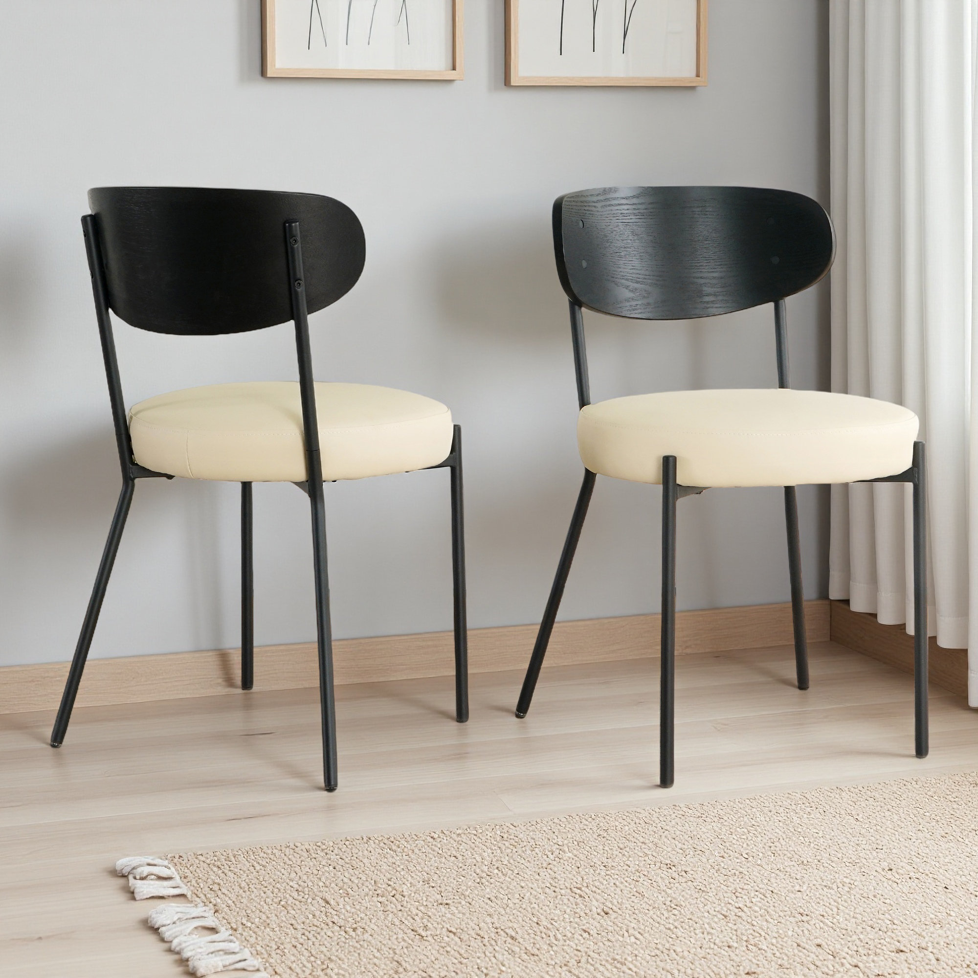 George Oliver Boucle Modern Kitchen Dining Chair Bentwood Covered With ...