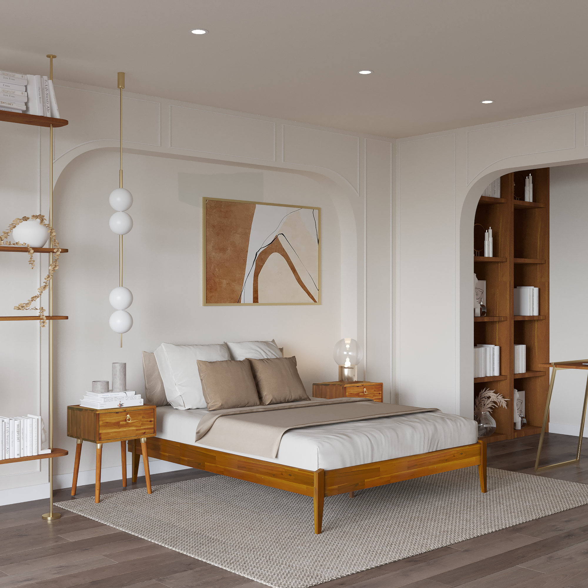 Ebern Designs Lit plateforme en bois massif Dinkee sans tête de lit, cadre de lit moderne Mid ...