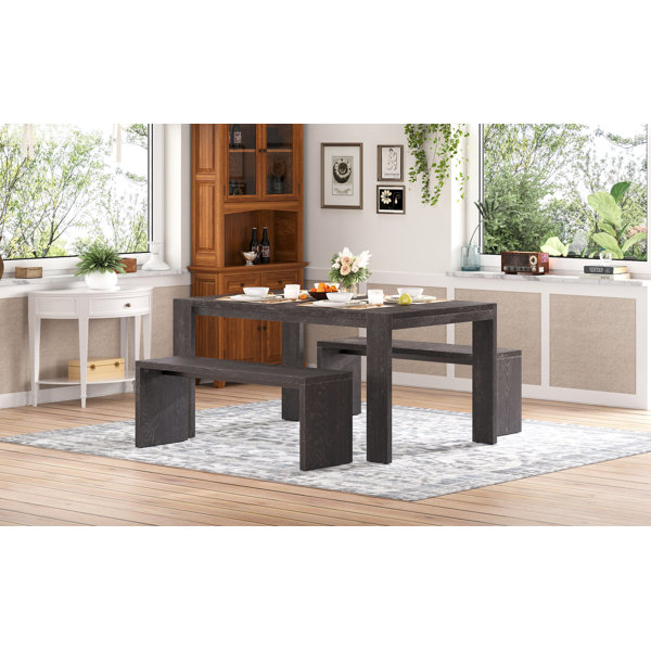 Ebern Designs 3-Piece Farmhouse Style Simple Dining Set, Dining Table ...