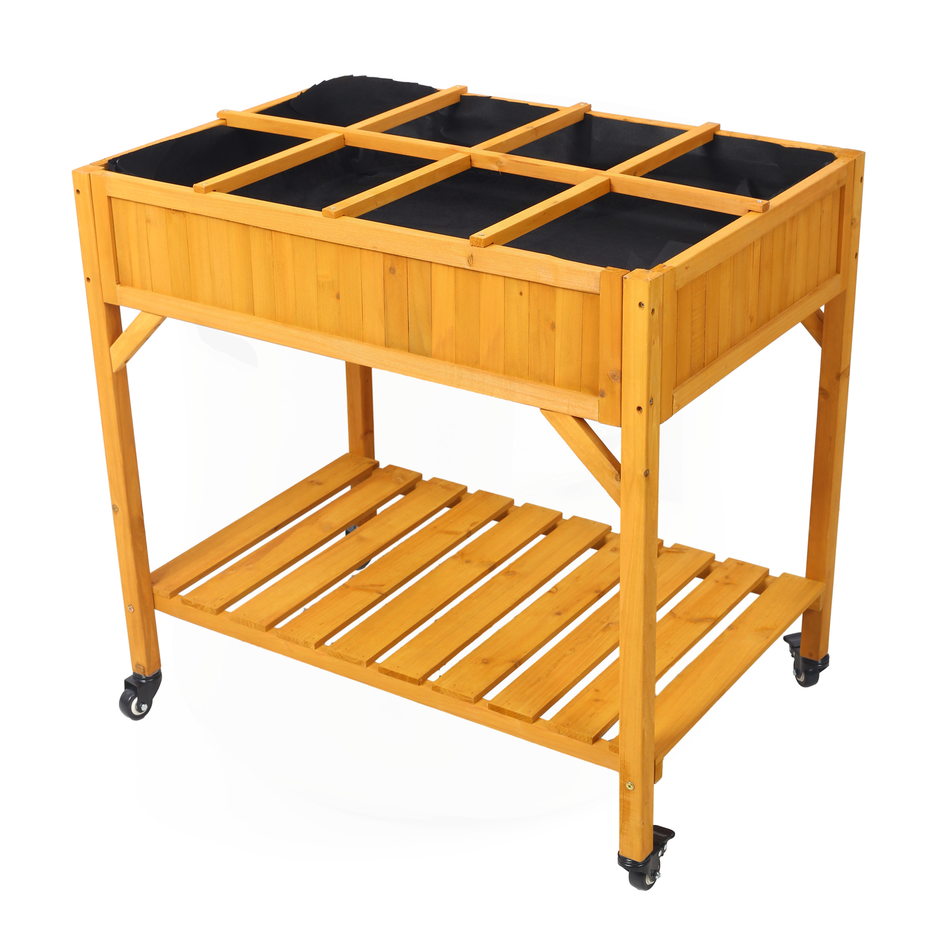 Arlmont & Co. Versatile Mobile Herb Garden Bed with Lockable Wheels and ...