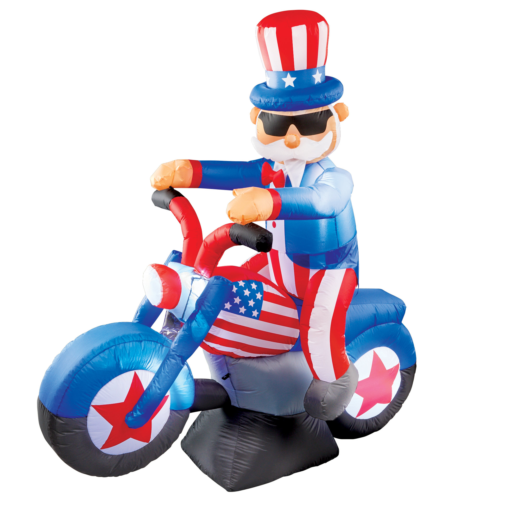 The Holiday Aisle® 6-Foot Patriotic Uncle Sam on a Motorcycle Outdoor ...
