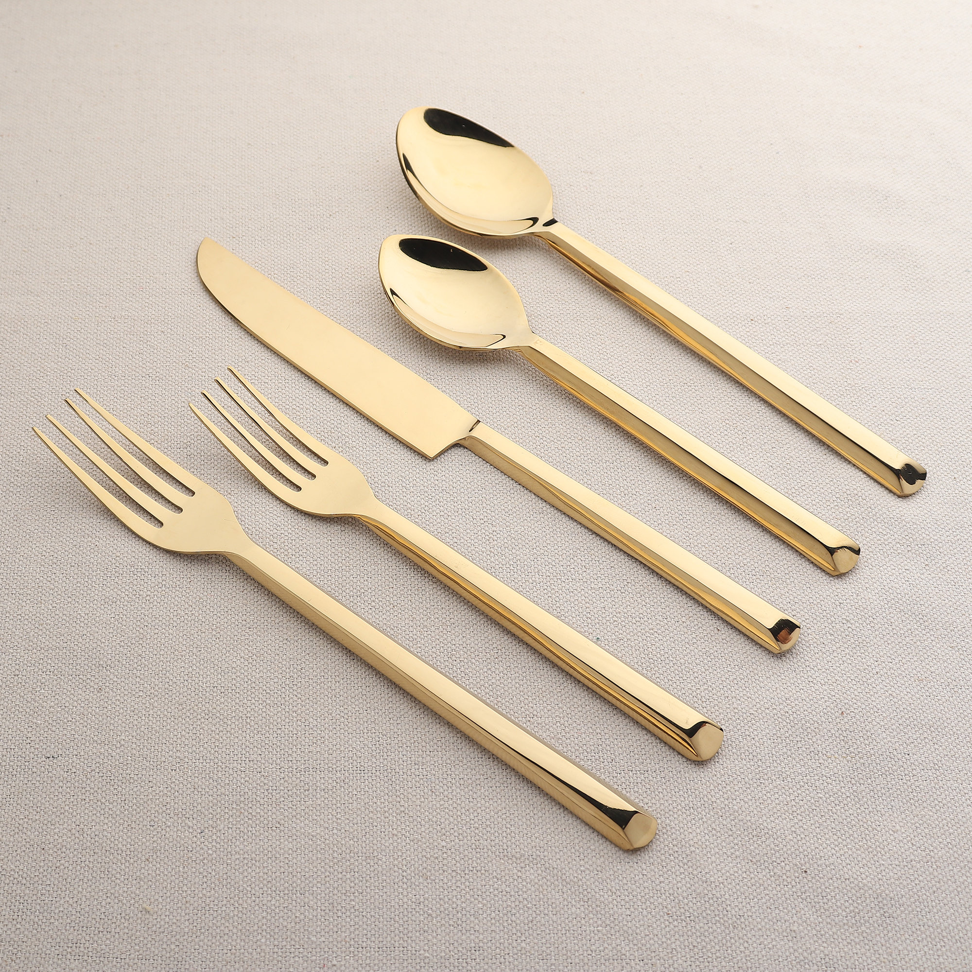 Longshore Tides Prinsburg Plateau Gold PVD Flatware, 5-Pc. Place ...