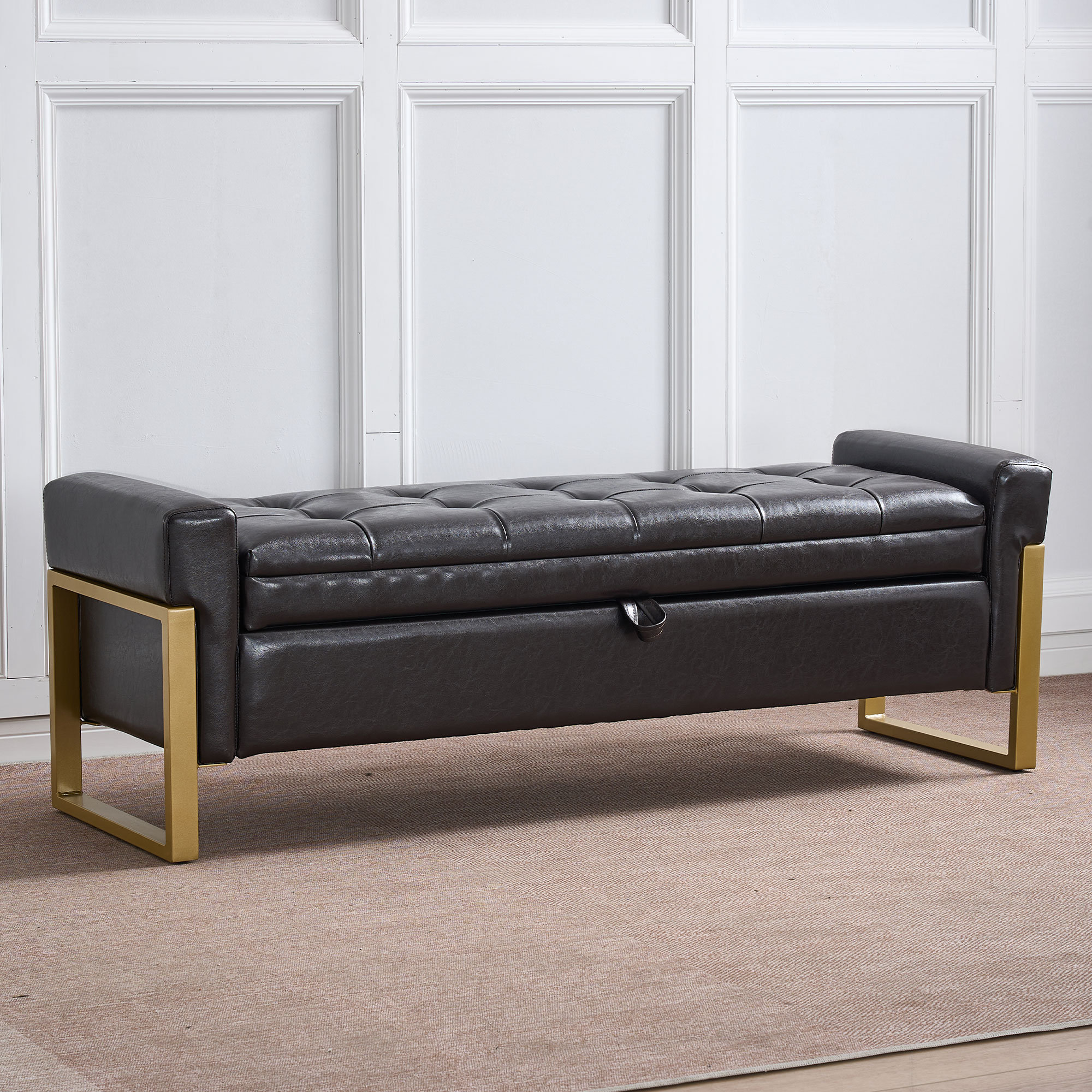 Mercer41 56'' Wide Tufted Rectangle Storage Ottoman | Wayfair