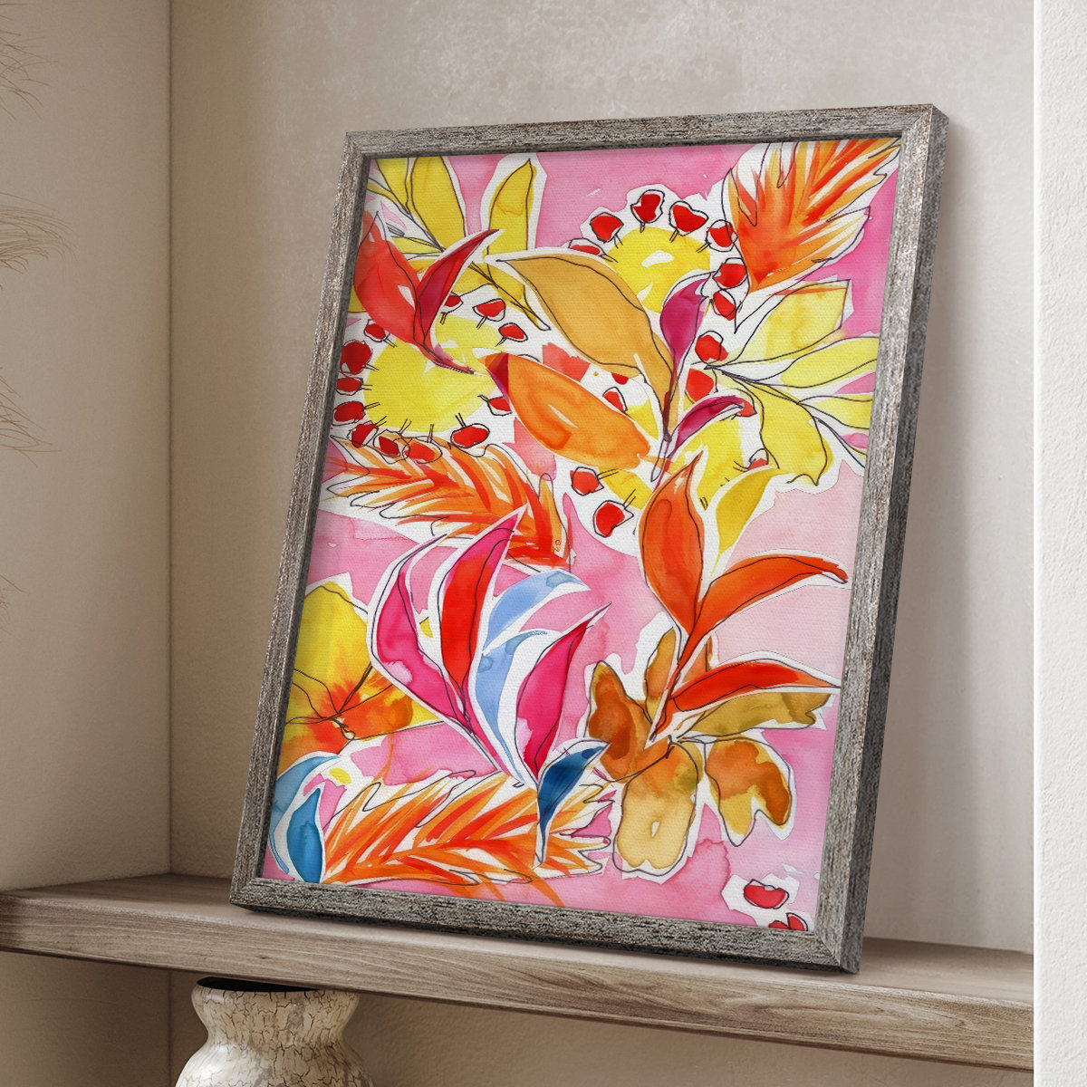 Winston Porter Manic Botanical I Framed Print - Solid Wood 2986562 ...