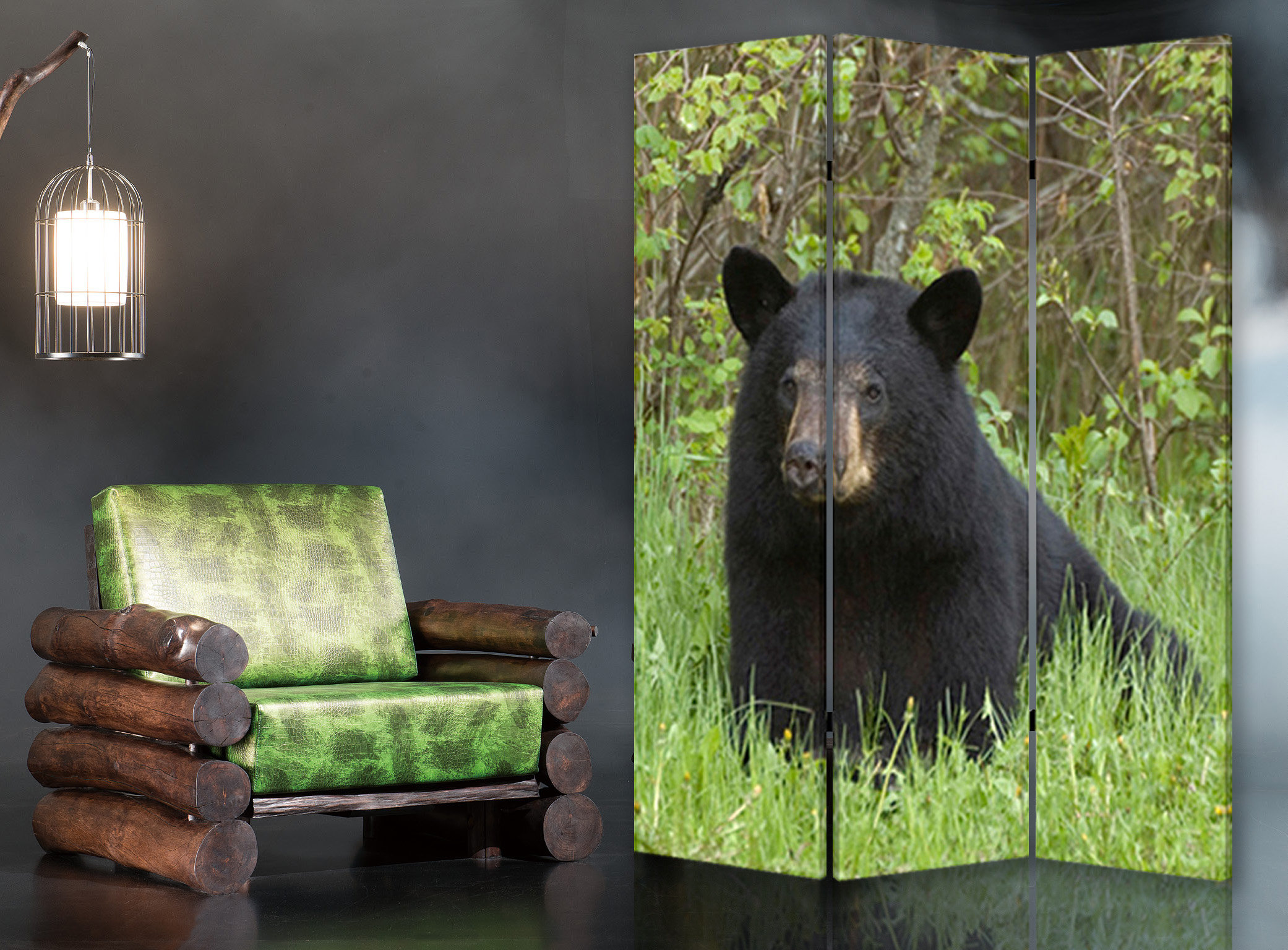 Loon Peak Micheal Bear 3 Panel 6ft Room Divider | Wayfair