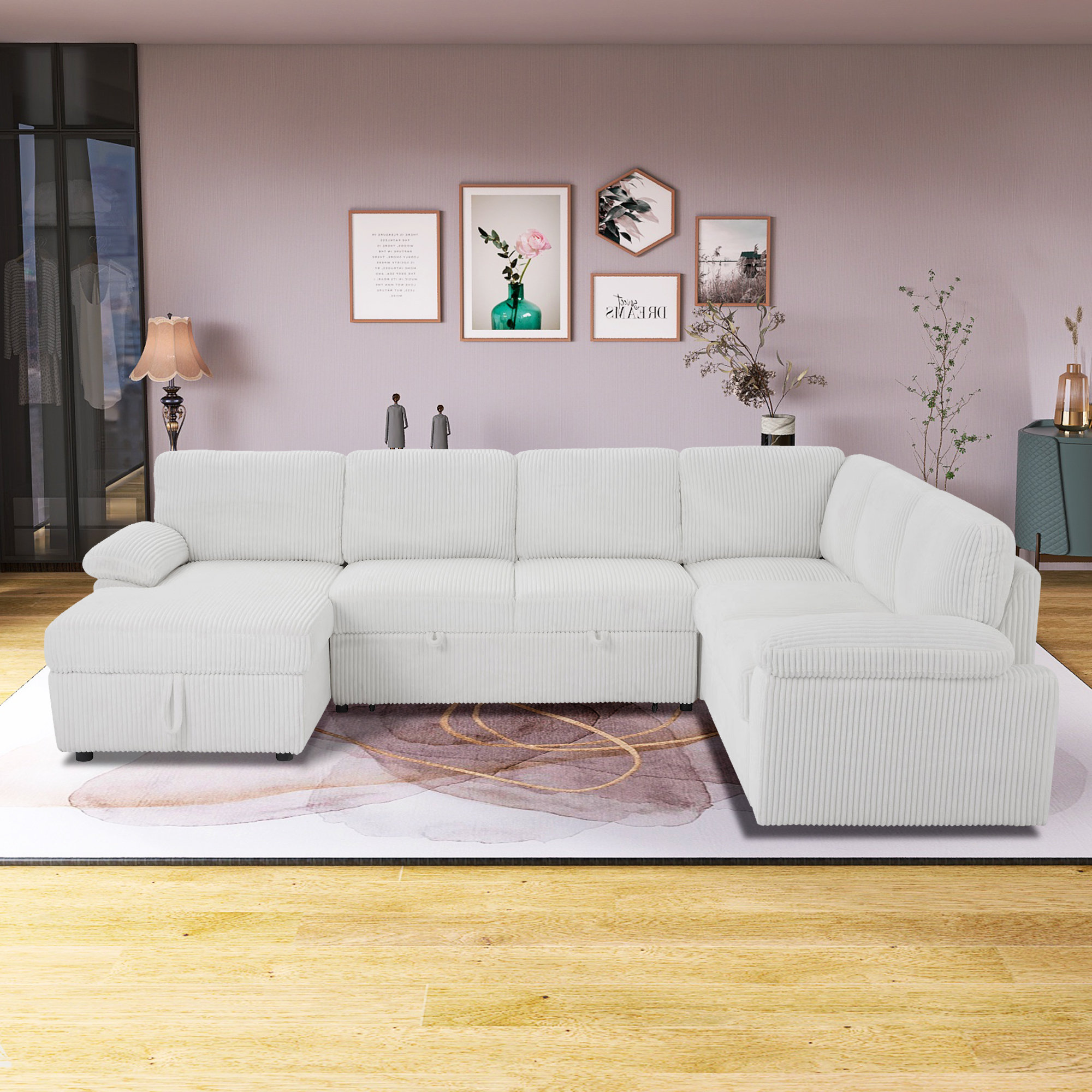 Hokku Designs Ragle 4 - Piece Corduroy Sectional - Wayfair Canada