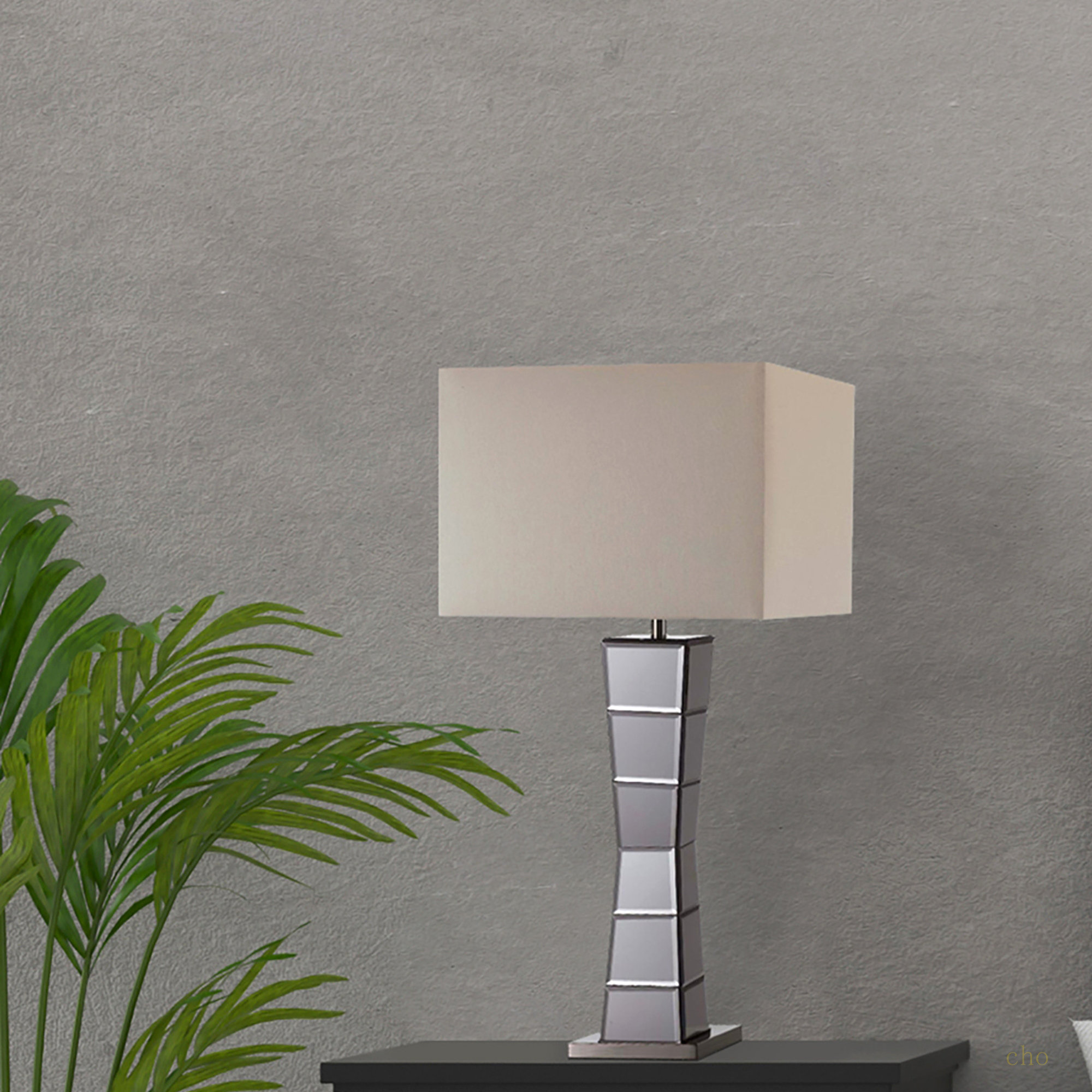 Everly Quinn 29.5-Inch Alistair Crystal Black Mirror Square Tower Table ...