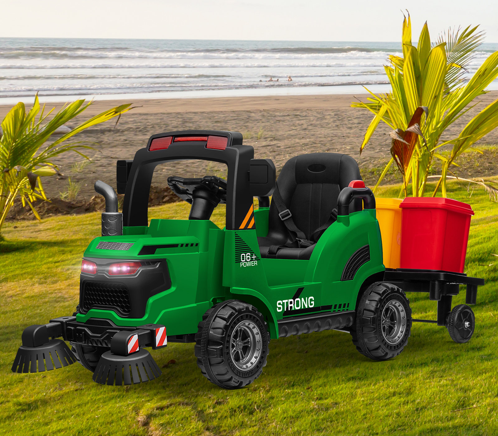 Kulamoon Battery Powered Ride on Sweeper Truck Car with Remote Control ...