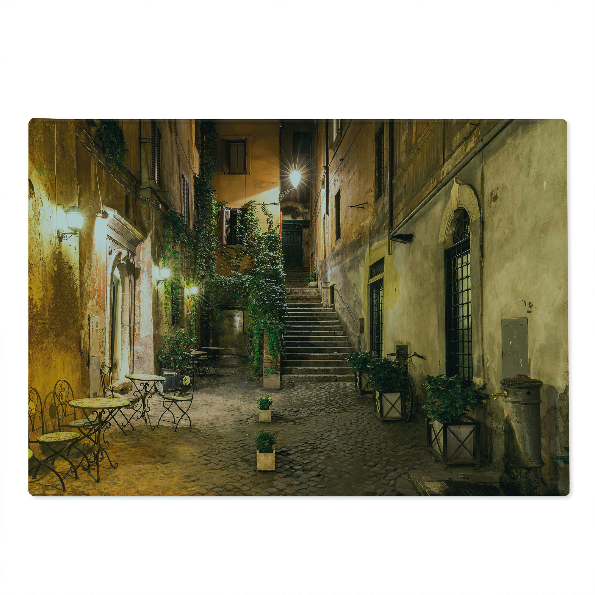 Ambesonne Italian Cutting Board Large Size Old Cafe in Rome City Pale ...