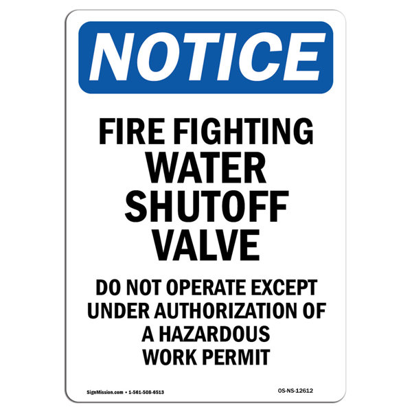 SignMission Fire Fighting Water Shutoff Valve Sign | Wayfair