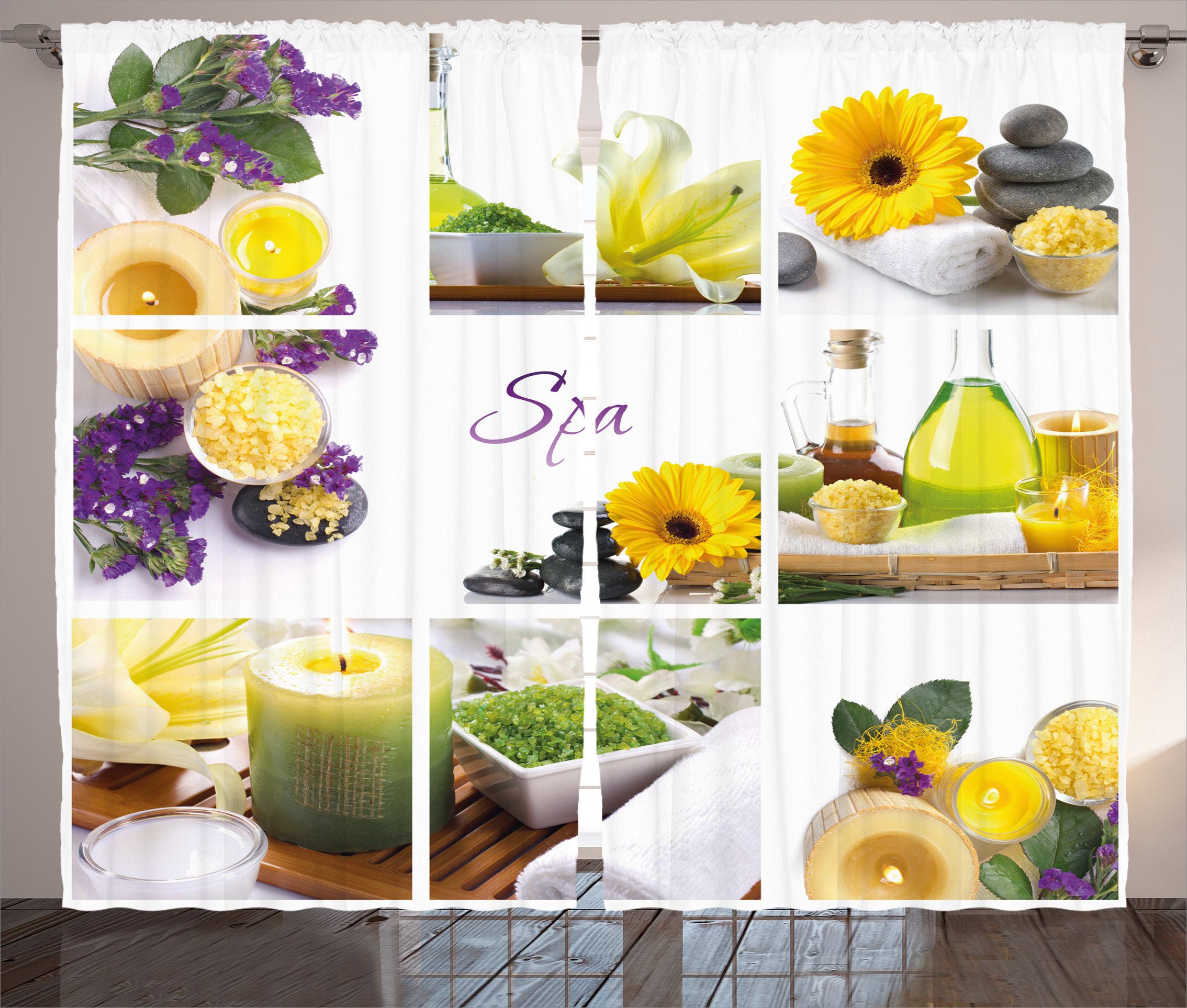 East Urban Home Spa Yellow Happy Peaceful Spa Day with Flowers Candles ...