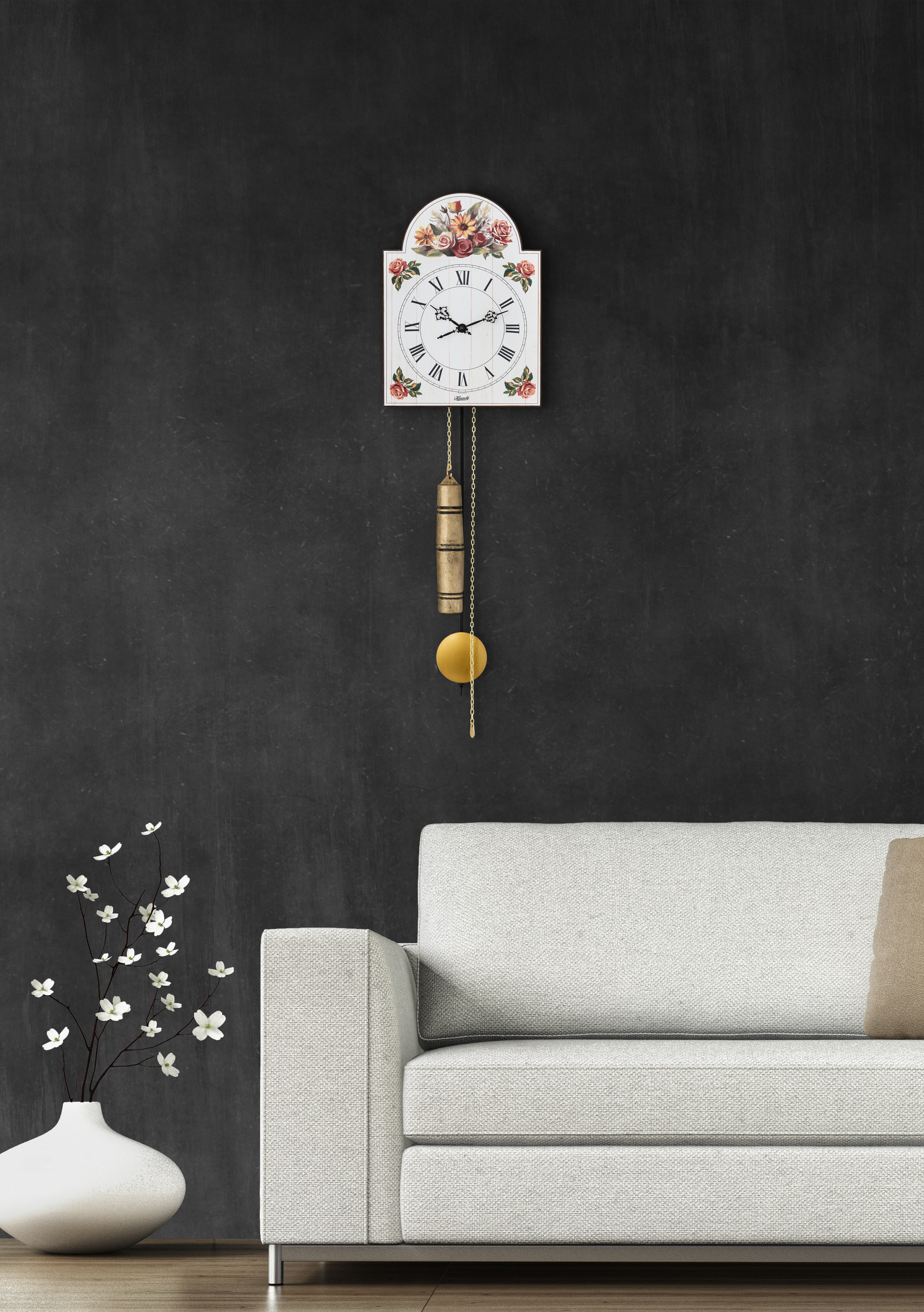 Hermle Boho Styled Floral Wall Clock with a Passing Bell Strike ...