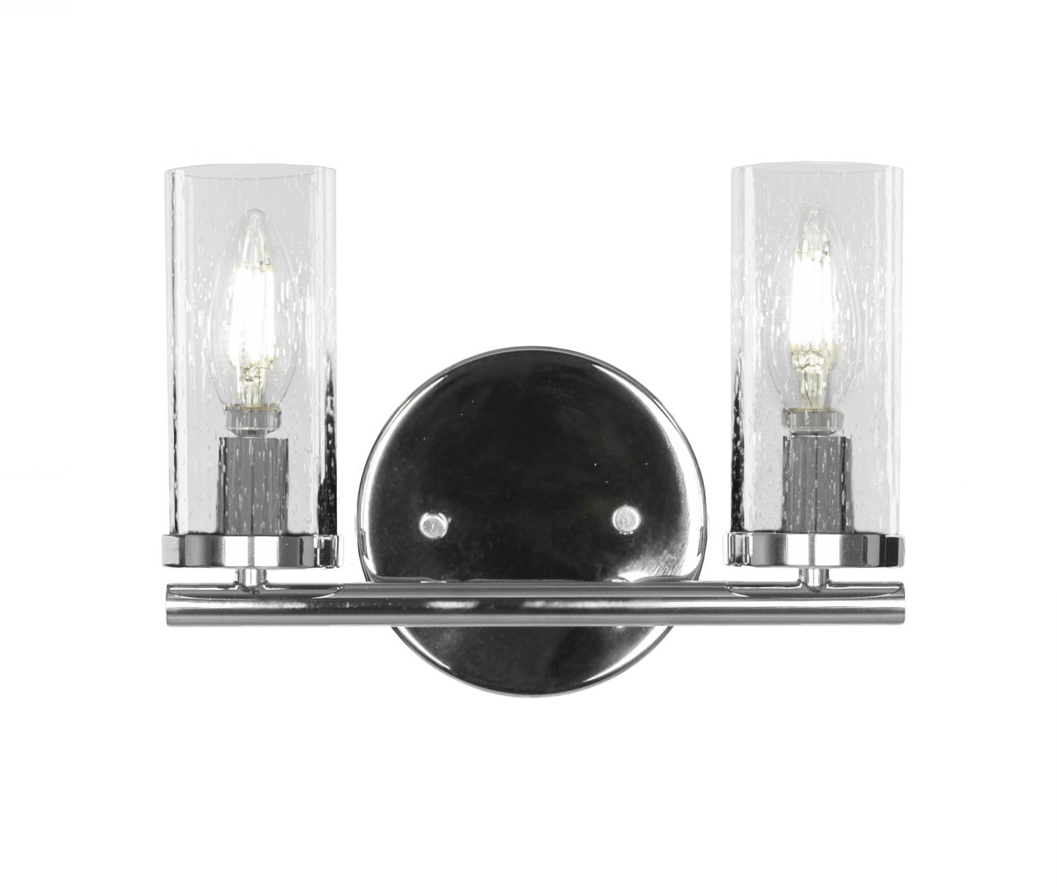 Latitude Run® Trinity 2 Light Bath Bar Shown 2.5” Clear Bubble Glass ...