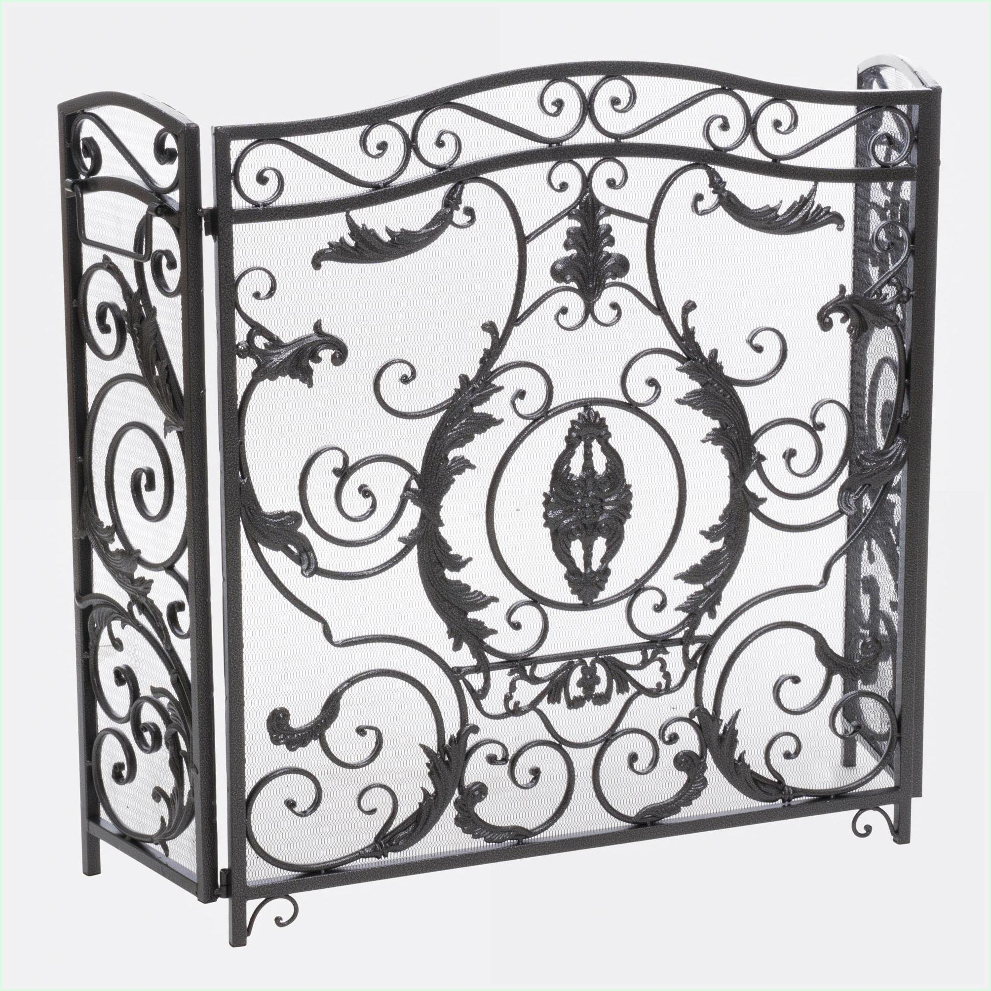 Fleur De Lis Living Fireplace Screen, Traditional 3-Panel Foldable with ...