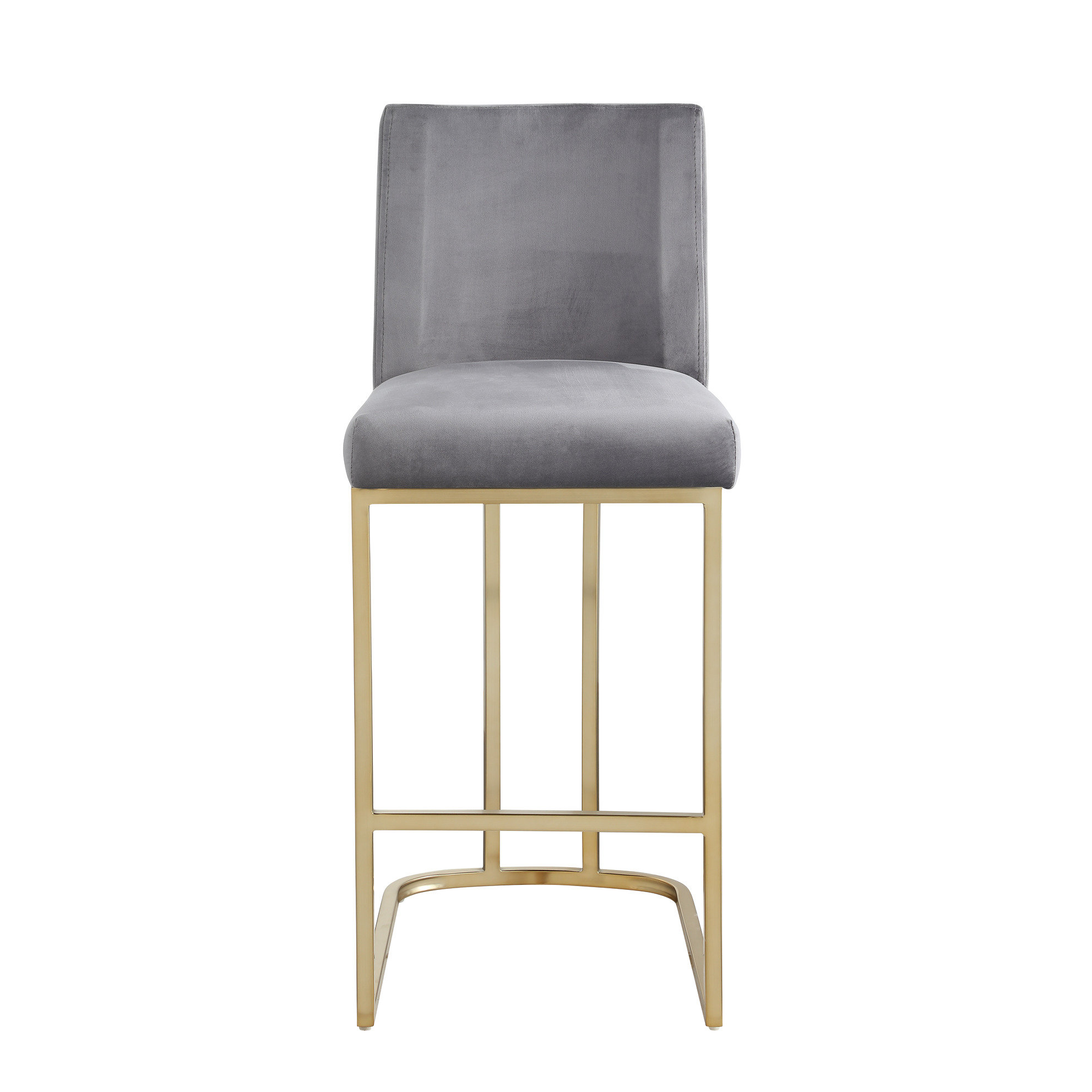 Mercer41 Counter Height Bar Stools ( Of 2), Brushed Metal With Velvet ...