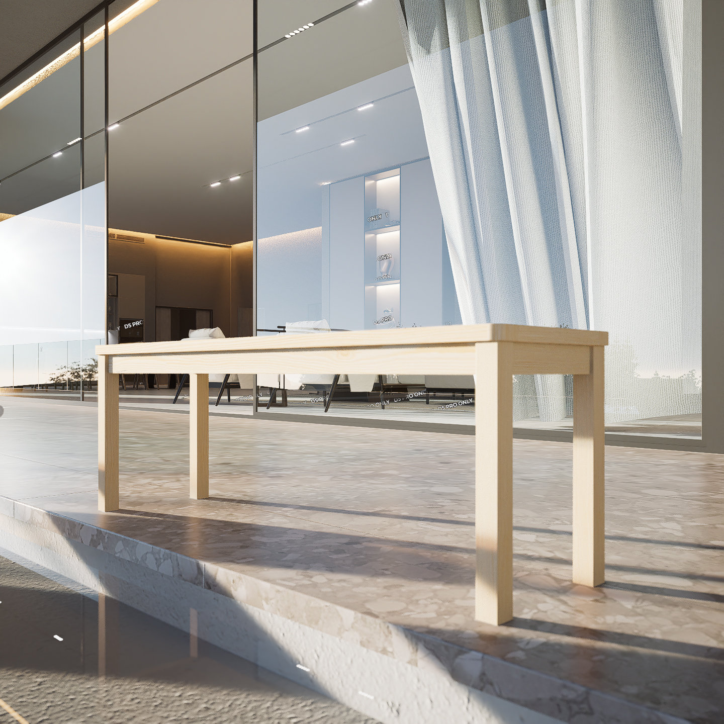 Ebern Designs 52.1" Knot-free Pine Backless Dining Bench With Slatted ...