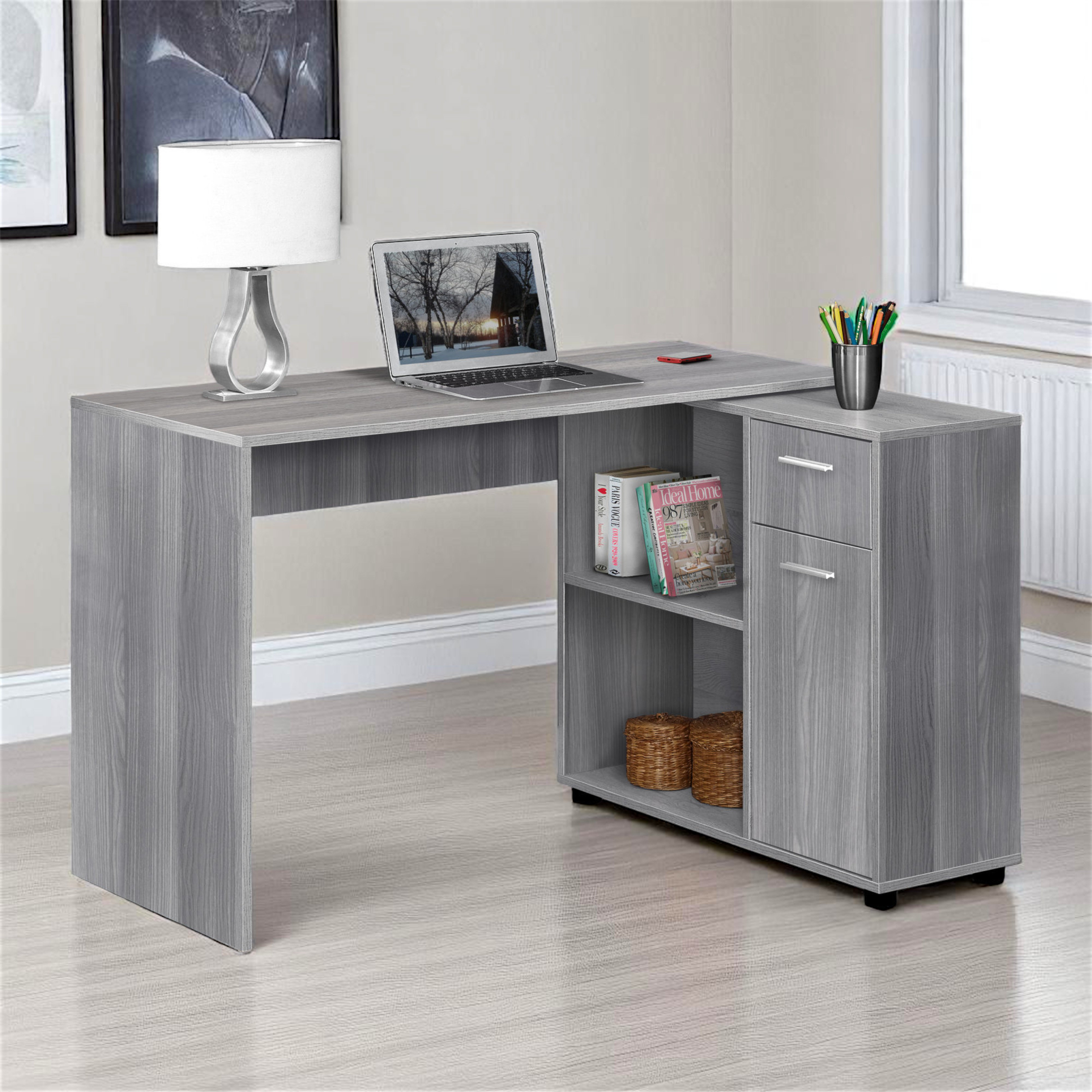 Latitude Run® Bilian Corner L Shape Modern Computer Desk | Wayfair