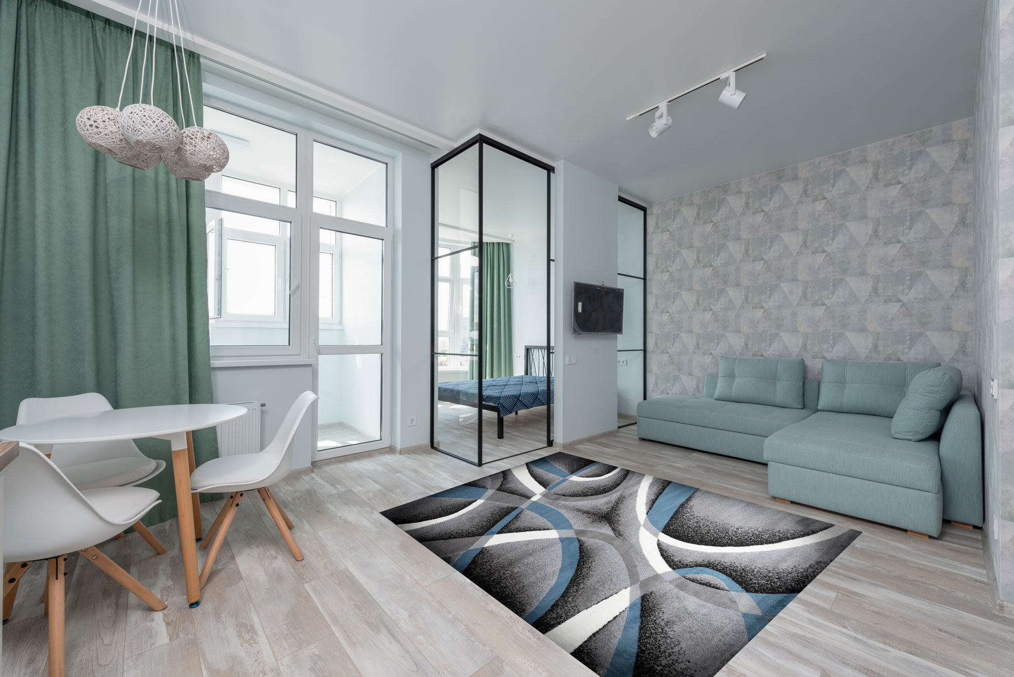 Ebern Designs Juelz Abstract Gray/Blue/White Area Rug & Reviews | Wayfair