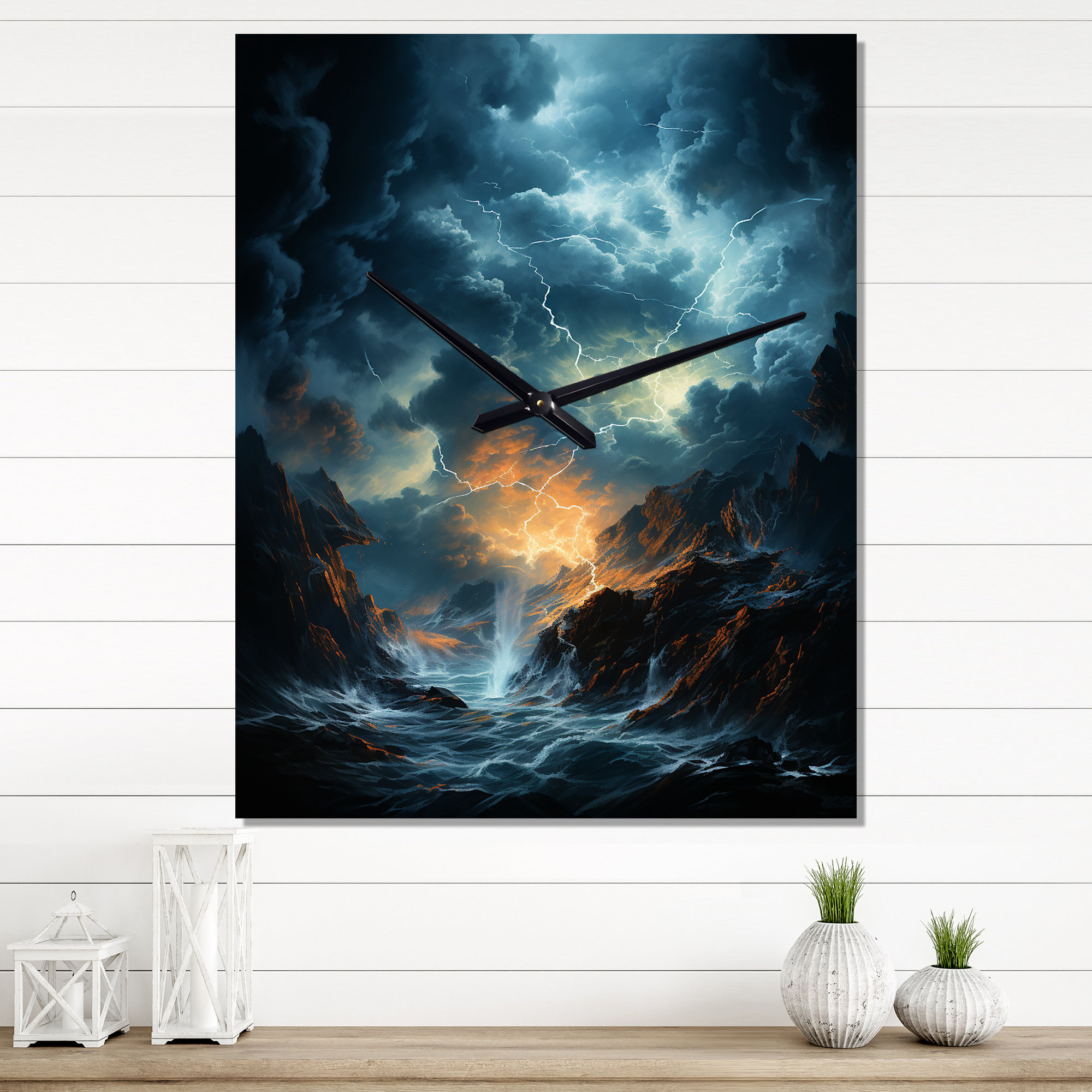 Design Art Lightning Thunderbolt Fury - Landscape & Nature Wall Clock ...