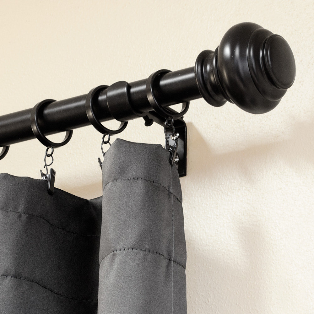 Alcott Hill® Correon Steel Adjustable Overall Width Single Curtain Rod ...