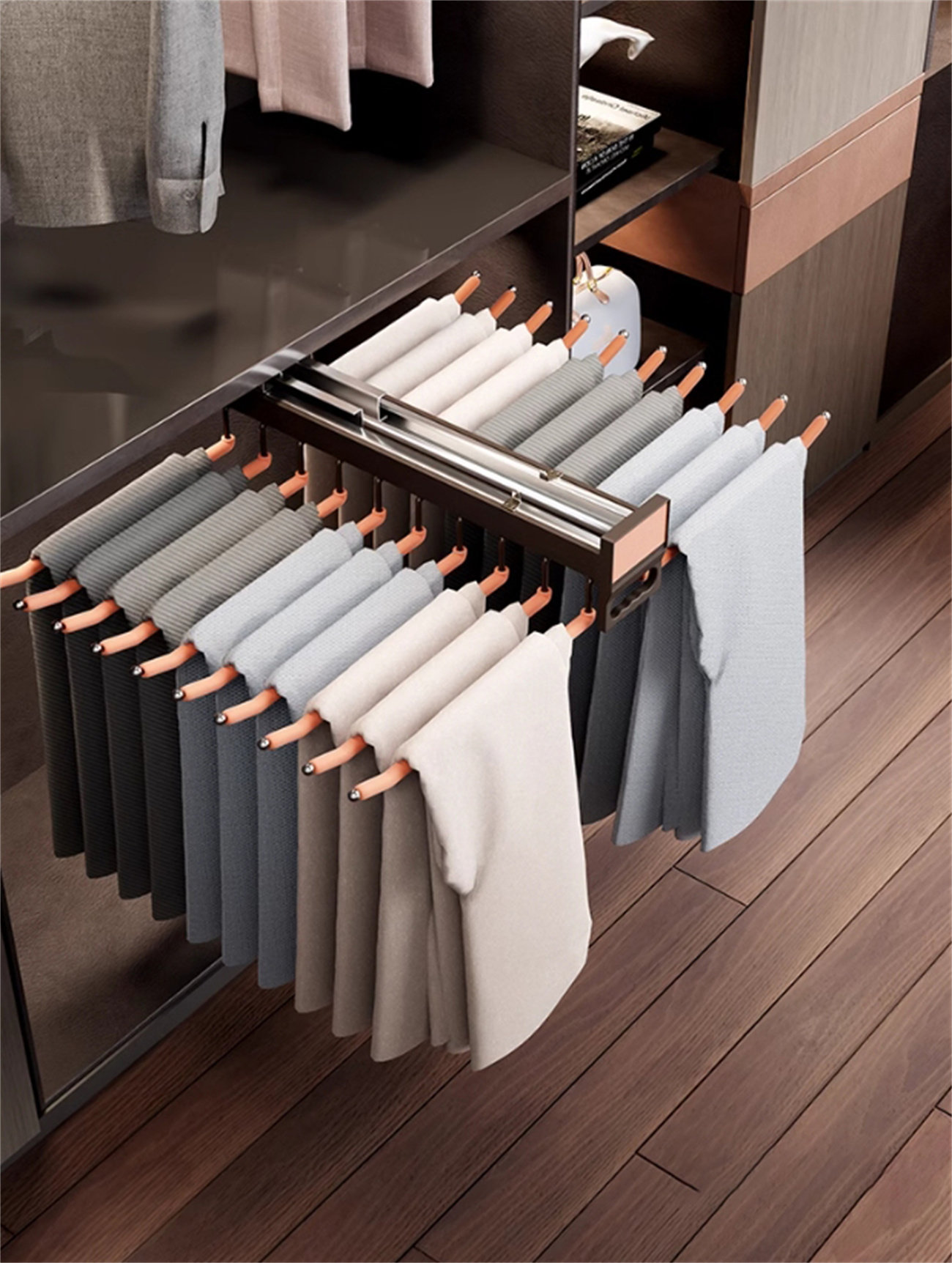 Thrones Designs Dualglide Top-Mounted Double-Row Retractable Pants Rack ...