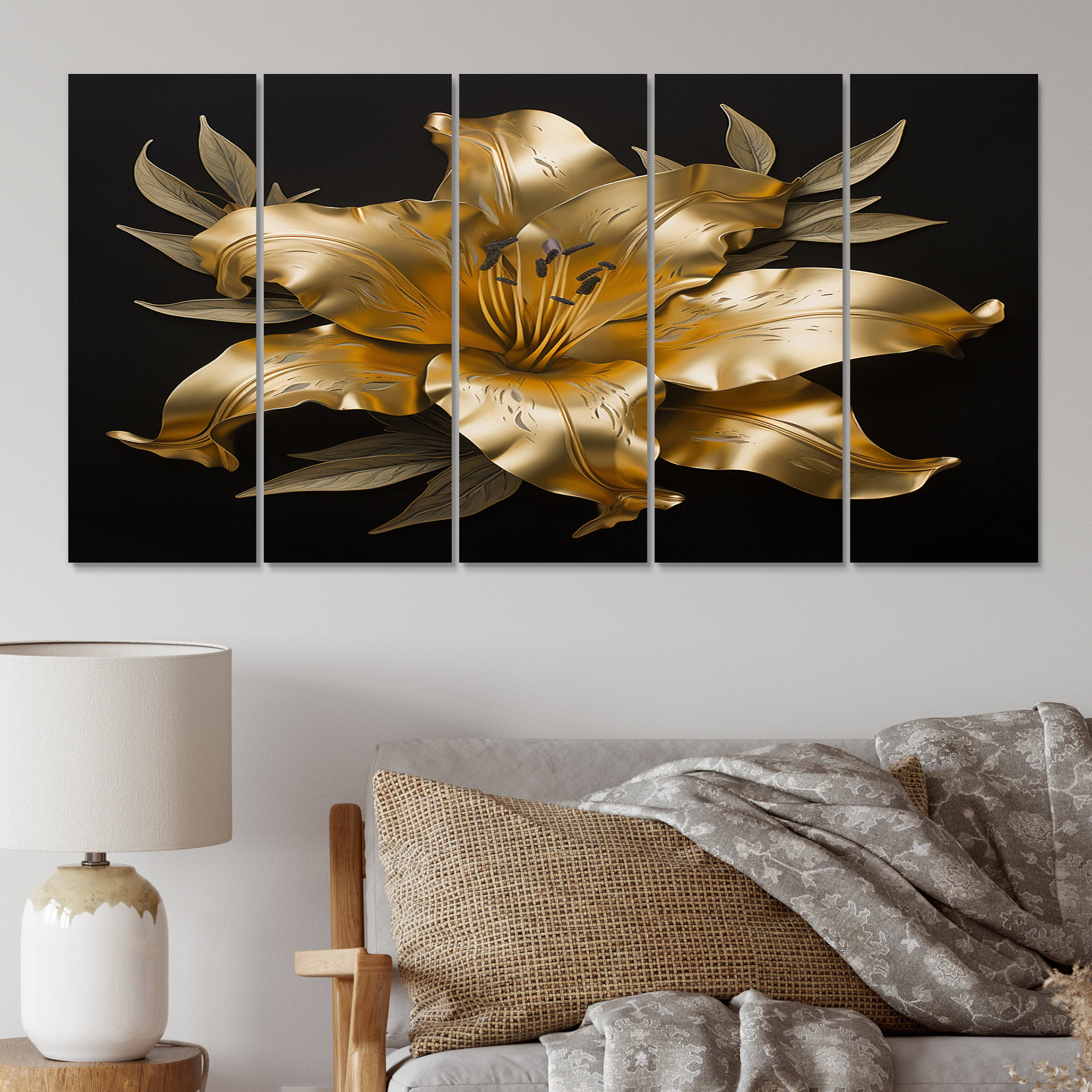 House of Hampton® Golden Lily Flower Glam On VI - Lily Wall Art Print ...