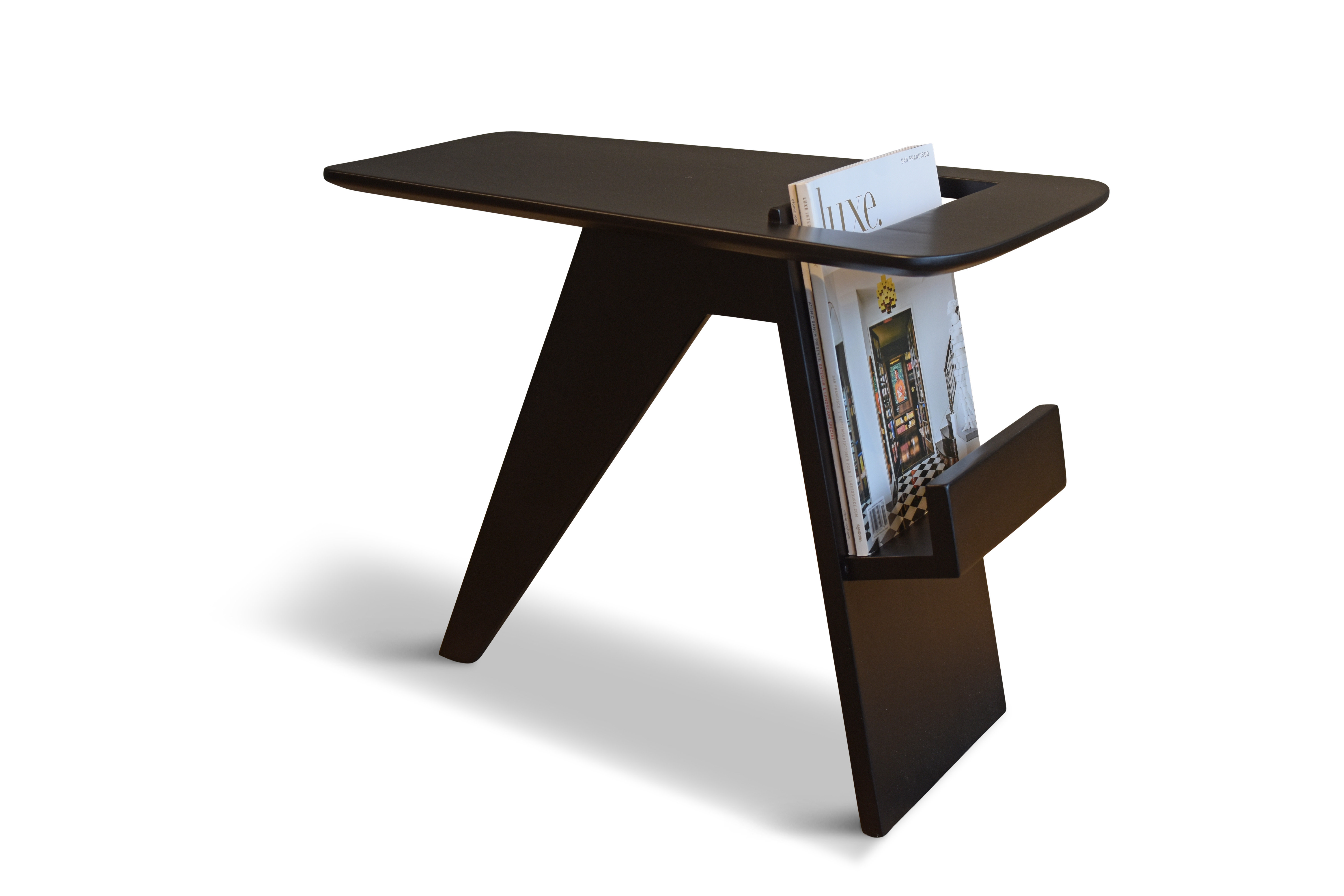 Ivy Bronx Harper Solid Walnut Side Table with Magazine Rack | Wayfair