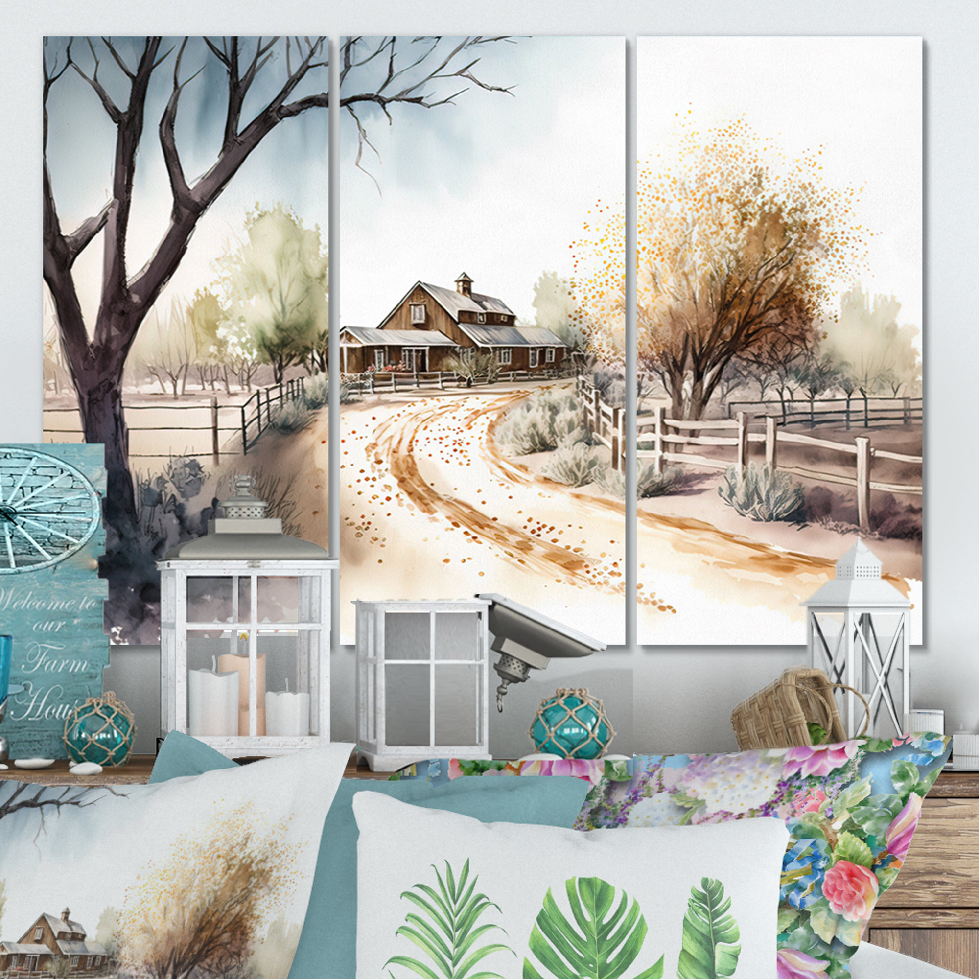 August Grove® Welcome to the Ranch - 3 Piece Print on Canvas | Wayfair