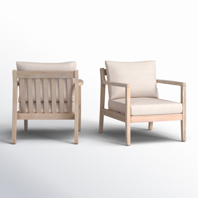 Joss & Main Amina Outdoor Solid Wood Acacia Chair with Cushions ...