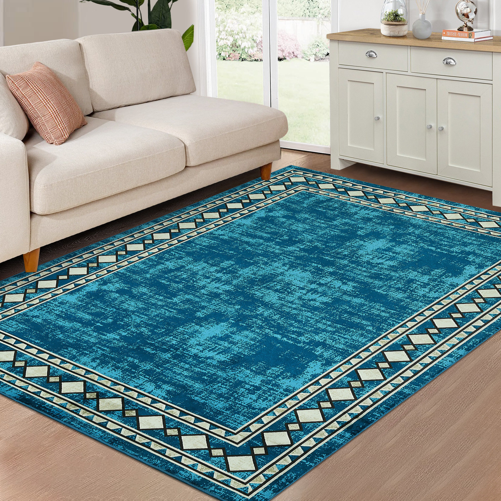 Dakota Fields Rug Washable Long Hallway Rug Modern Bordered Rug Soft ...