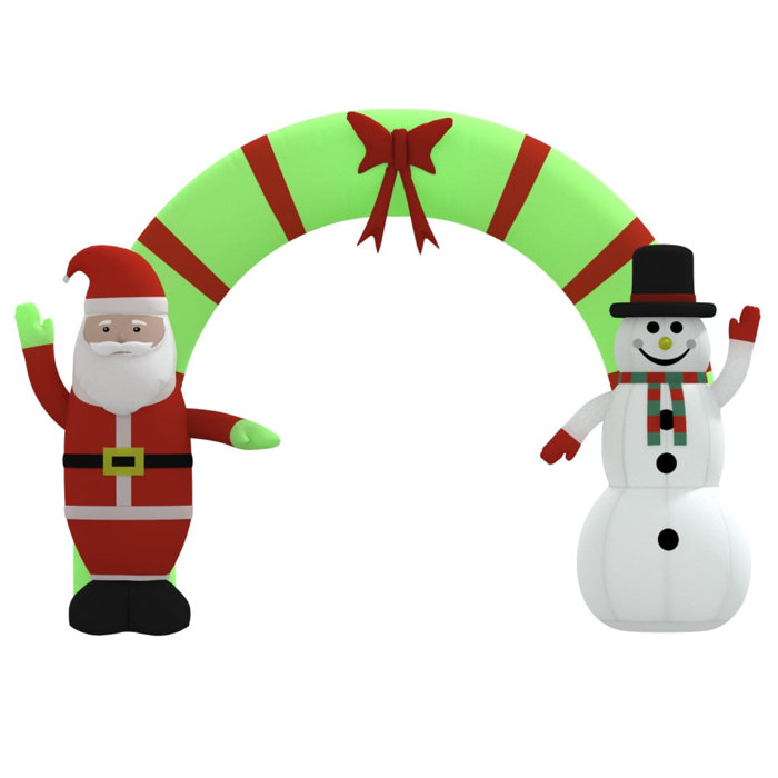 The Holiday Aisle® Christmas Inflatable Santa & Snowman Arch Gate LED ...