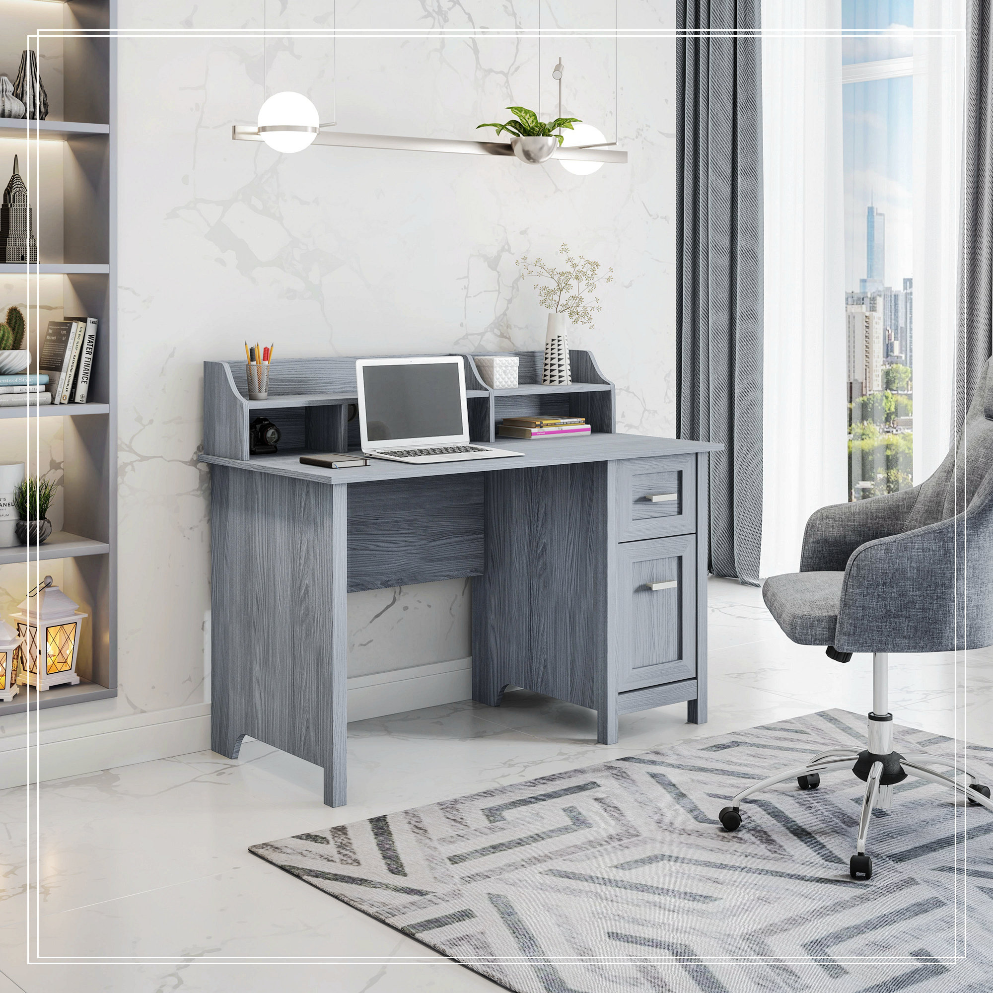 Ebern Designs Eldred Desk with Hutch & Reviews | Wayfair