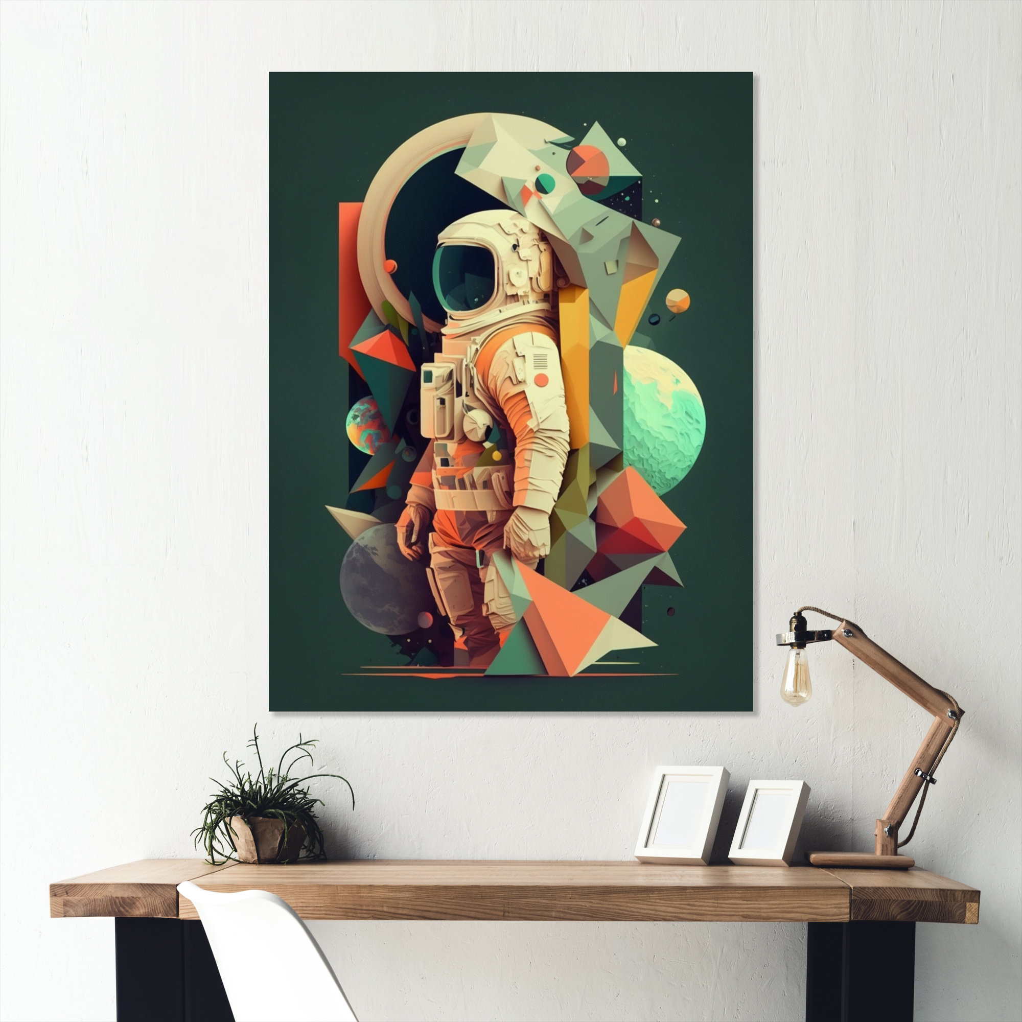 George Oliver Astronaut and Vivid Shapes - Unframed Graphic Art on ...