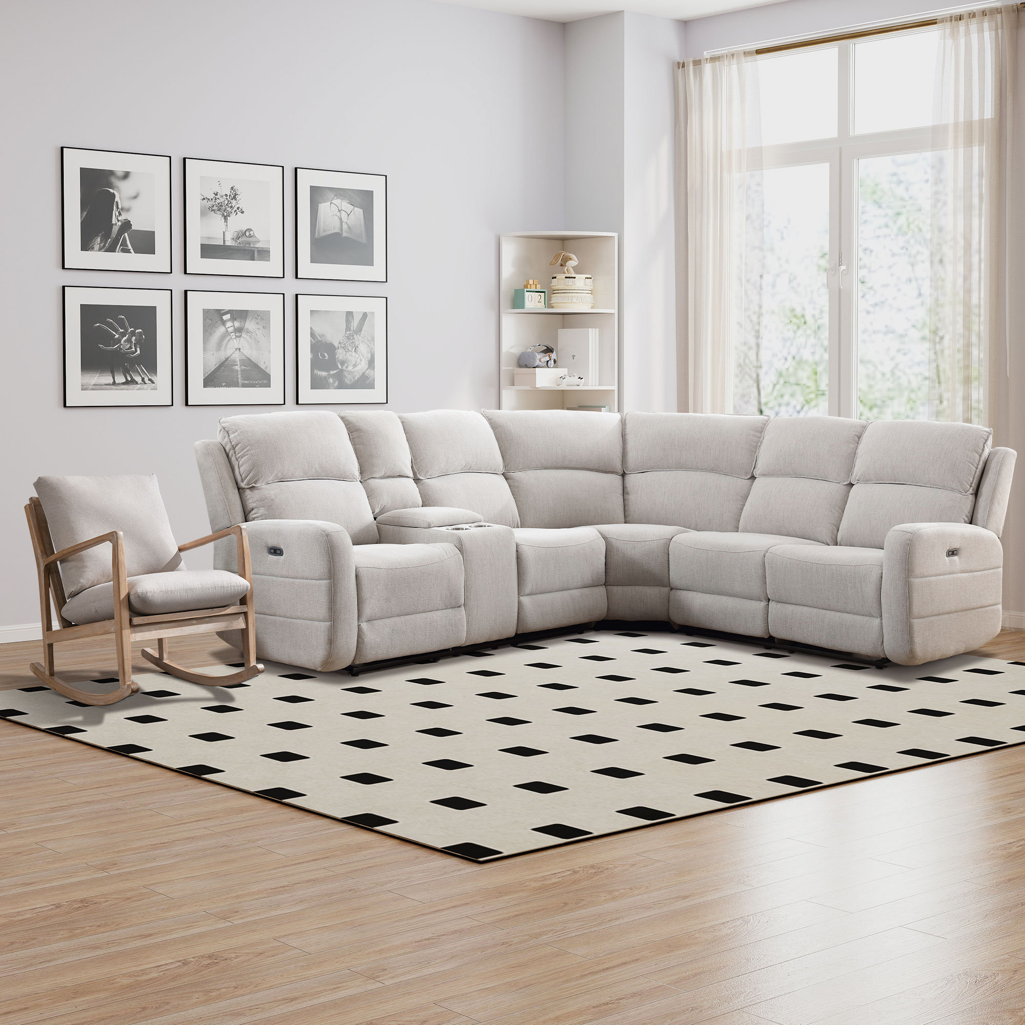 Hokku Designs Egron 2-Piece Modern Soft Upholstered Power Reclining ...