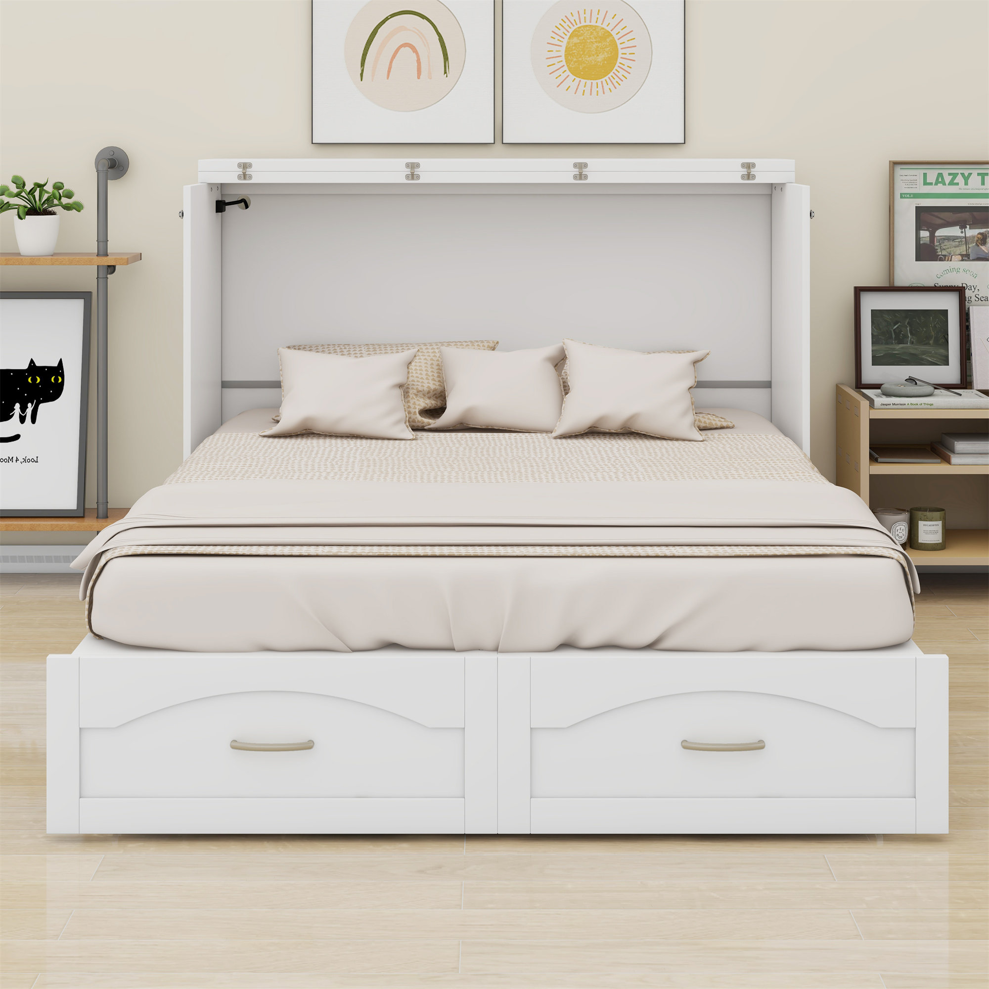 Latitude Run® Murphy Bed Wall Bed With Drawer And A Set Of Sockets ...
